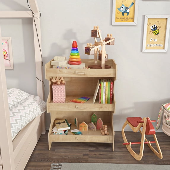 Fesa 32” Tall Modern Magazine Rack & Bookcase – 3 Tier Freestanding ...