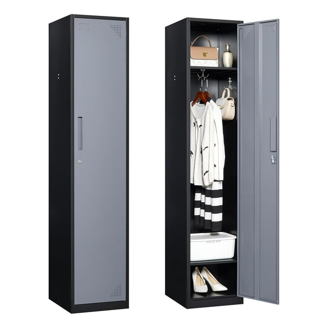 Fesbos 71" Metal Locker Gray Steel Storage Cabinet with Door for Office ...