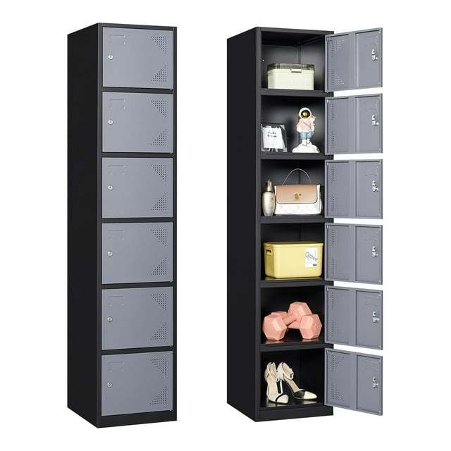 Fesbos 71" Metal Locker Steel Storage Cabinet with 6 Doors for Office ...