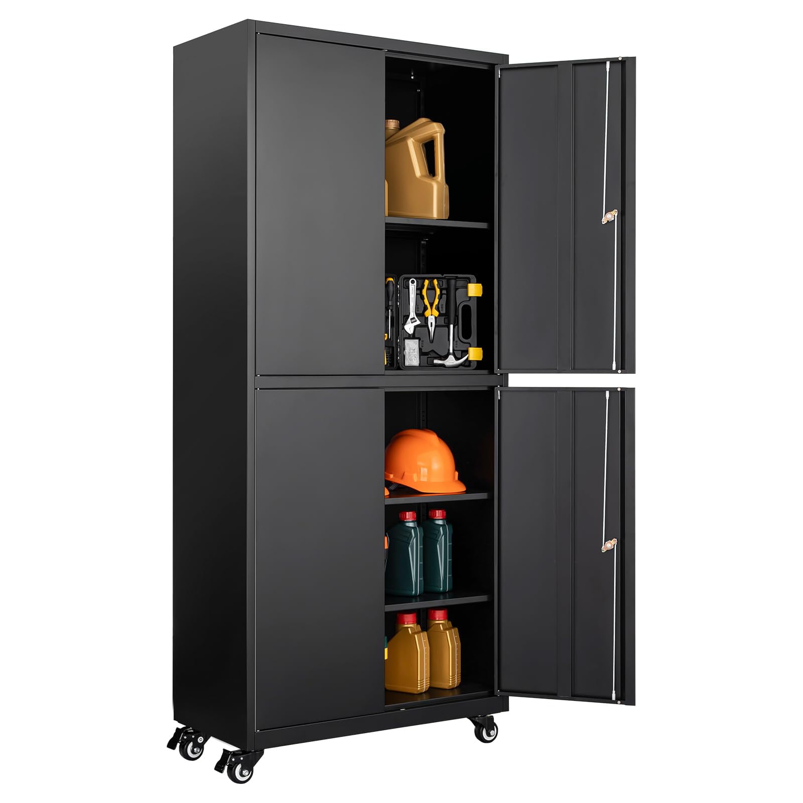 Fesbos 73" H Tall Storage Cabinets with Wheels, Black Rolling Heavy ...