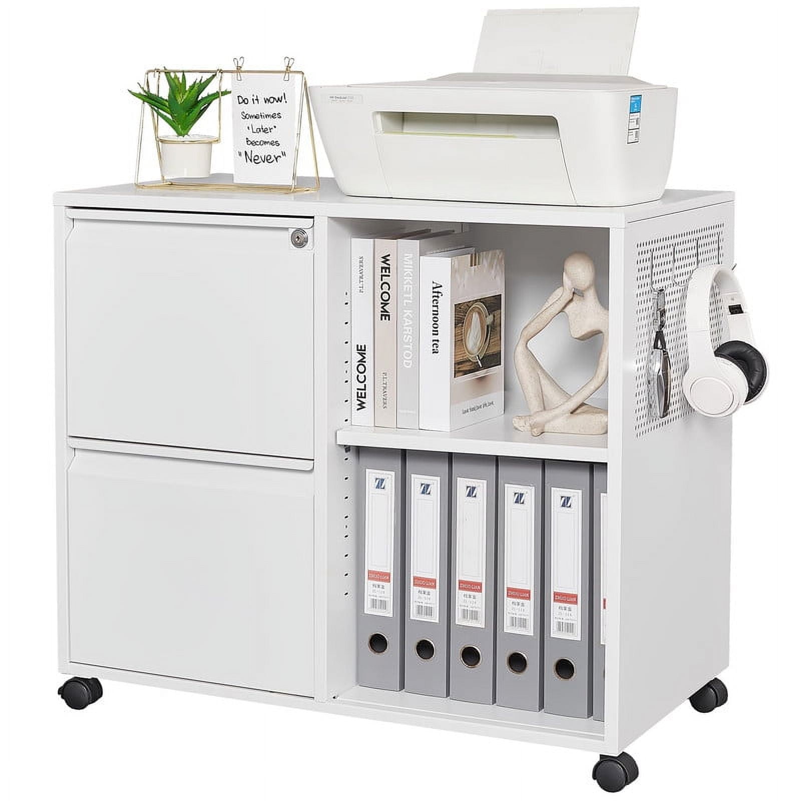 Fesbos File Cabinet with Lock, Metal Rolling Storage Cabinet for Home ...