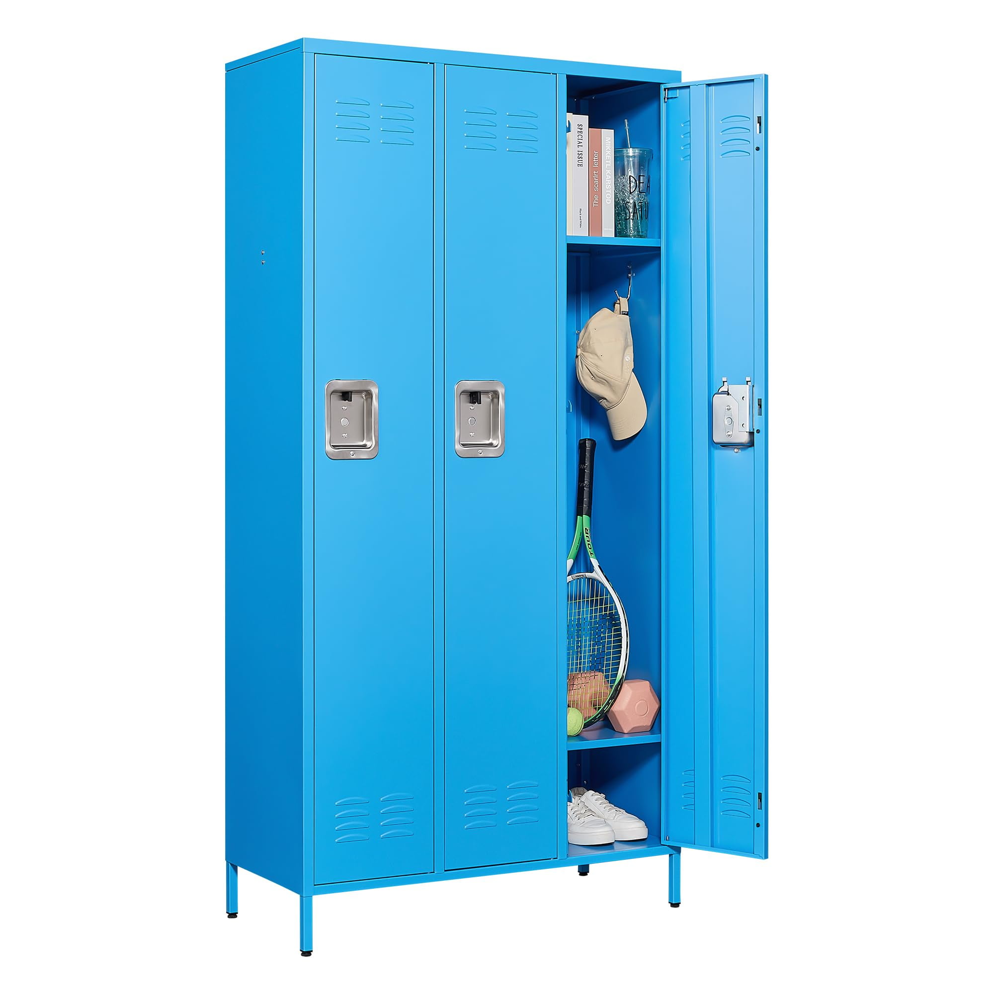 Fesbos 3-Door Metal Locker for Employees, Large Steel Storage Cabinet ...