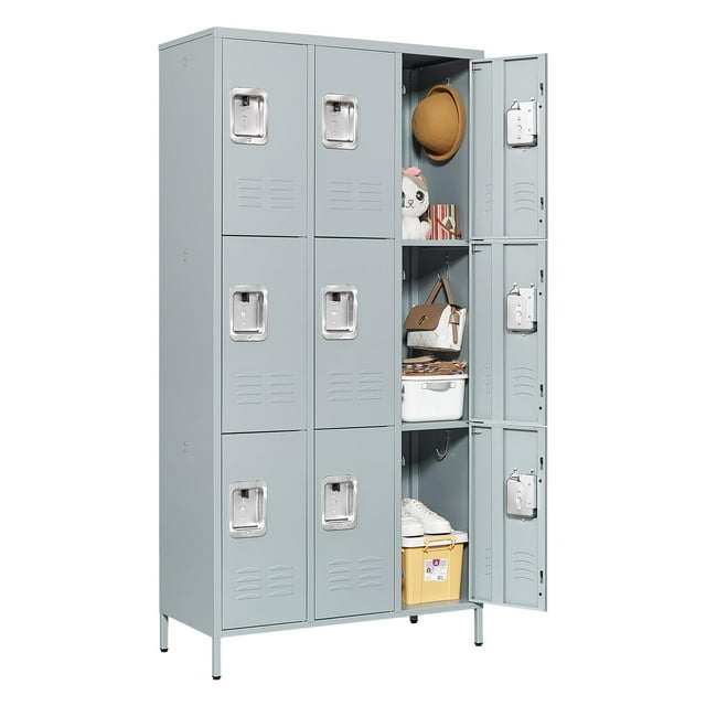 Fesbos 9-Door Metal Locker, Large Steel Storage Cabinet for School, Gym ...