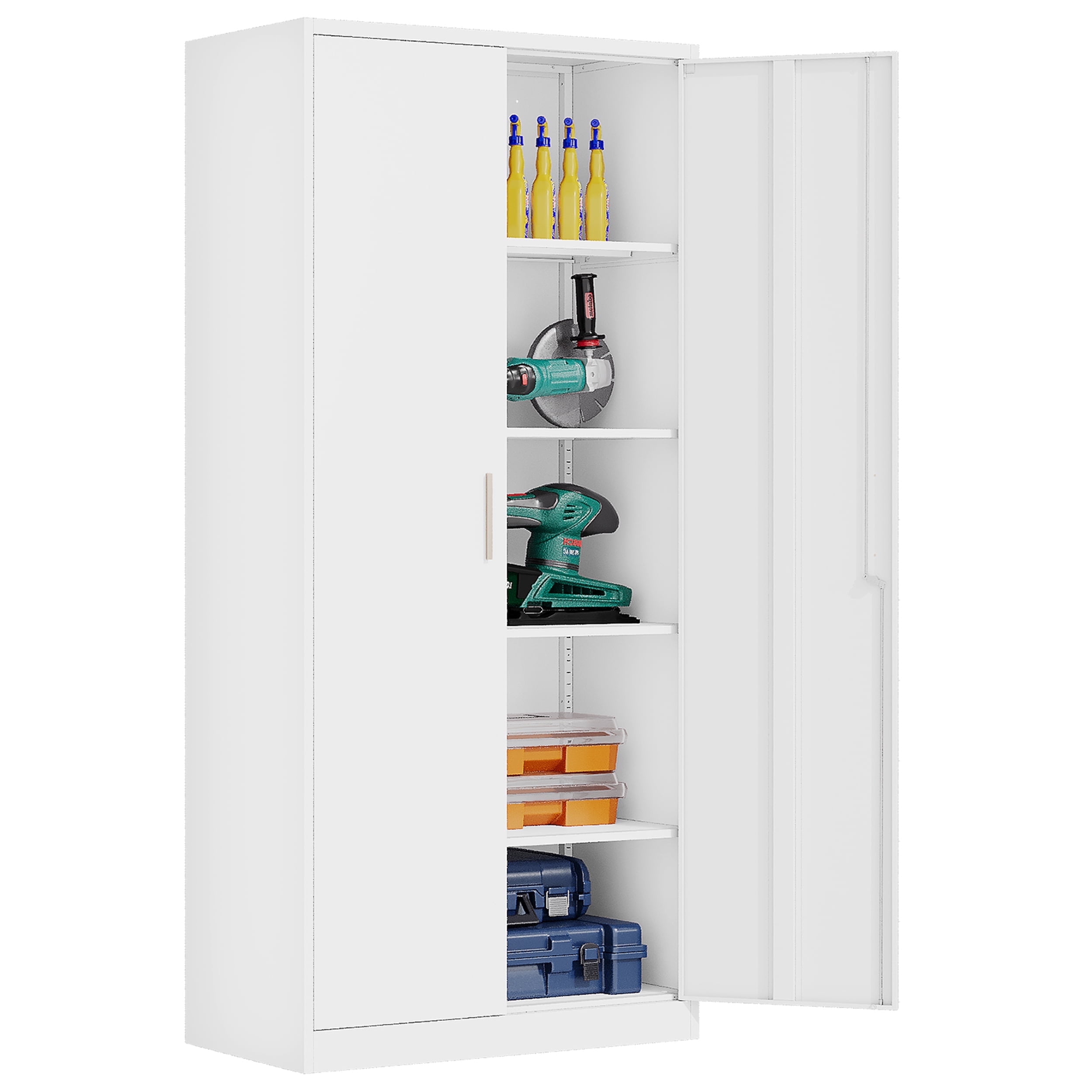 Fesbos Metal Garage Storage Cabinet with 2 Doors and 4 Adjustable ...