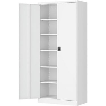 Polup 60"Tall White Metal Garage Storage Cabinet,Locking Garage Tool ...