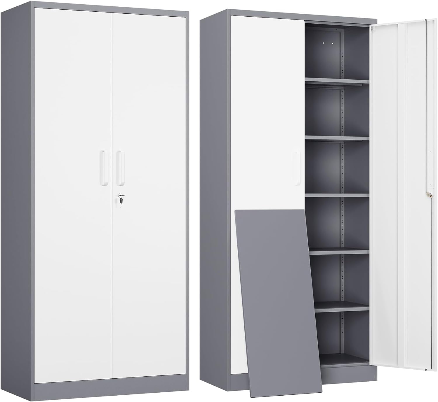 Fesbos Metal Garage Storage Cabinet with 2 Doors and 5 Adjustable ...