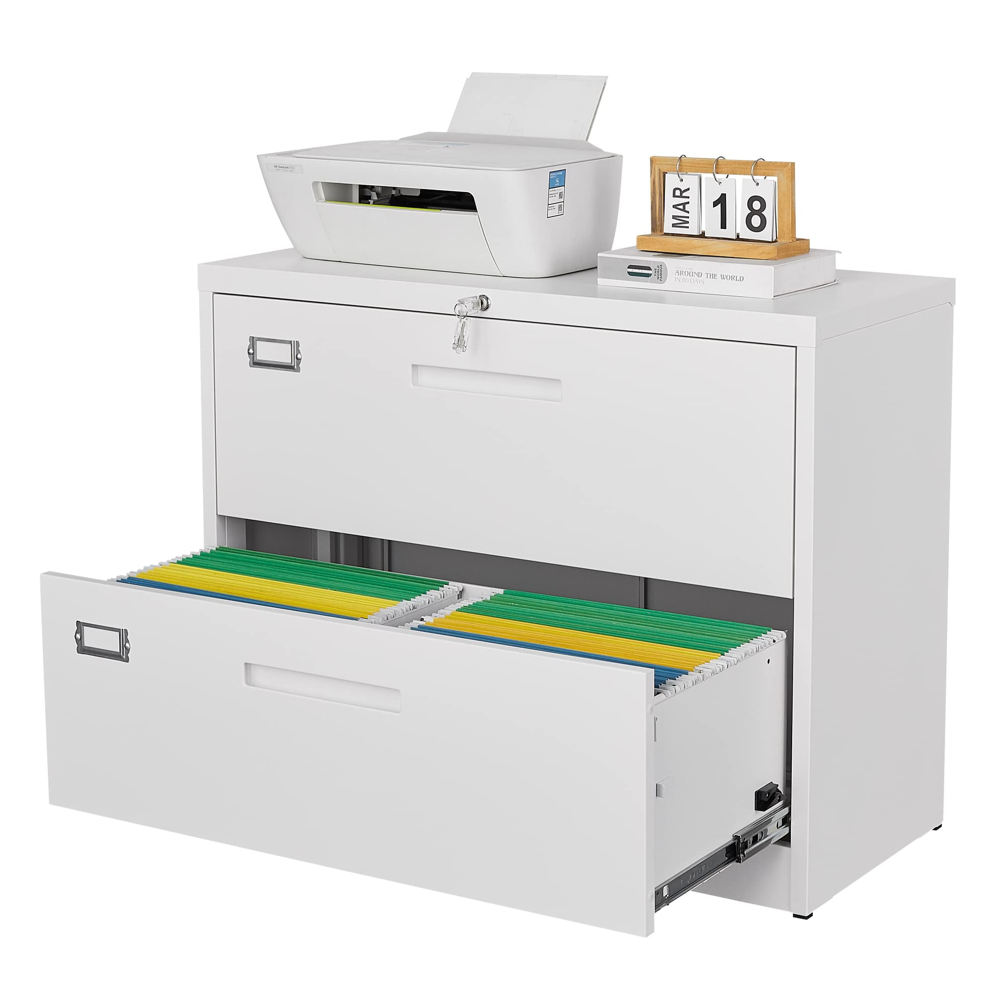 Fesbos Metal Lateral File Cabinets with Lock,2 Drawer Steel Wide Filing ...