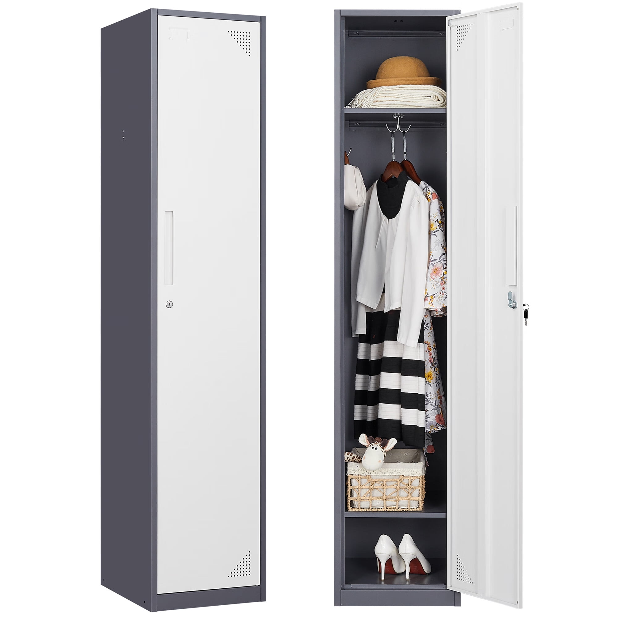 Fesbos Metal Locker 1 Lockable Door,71" Tall Steel Storage Cabinet for ...
