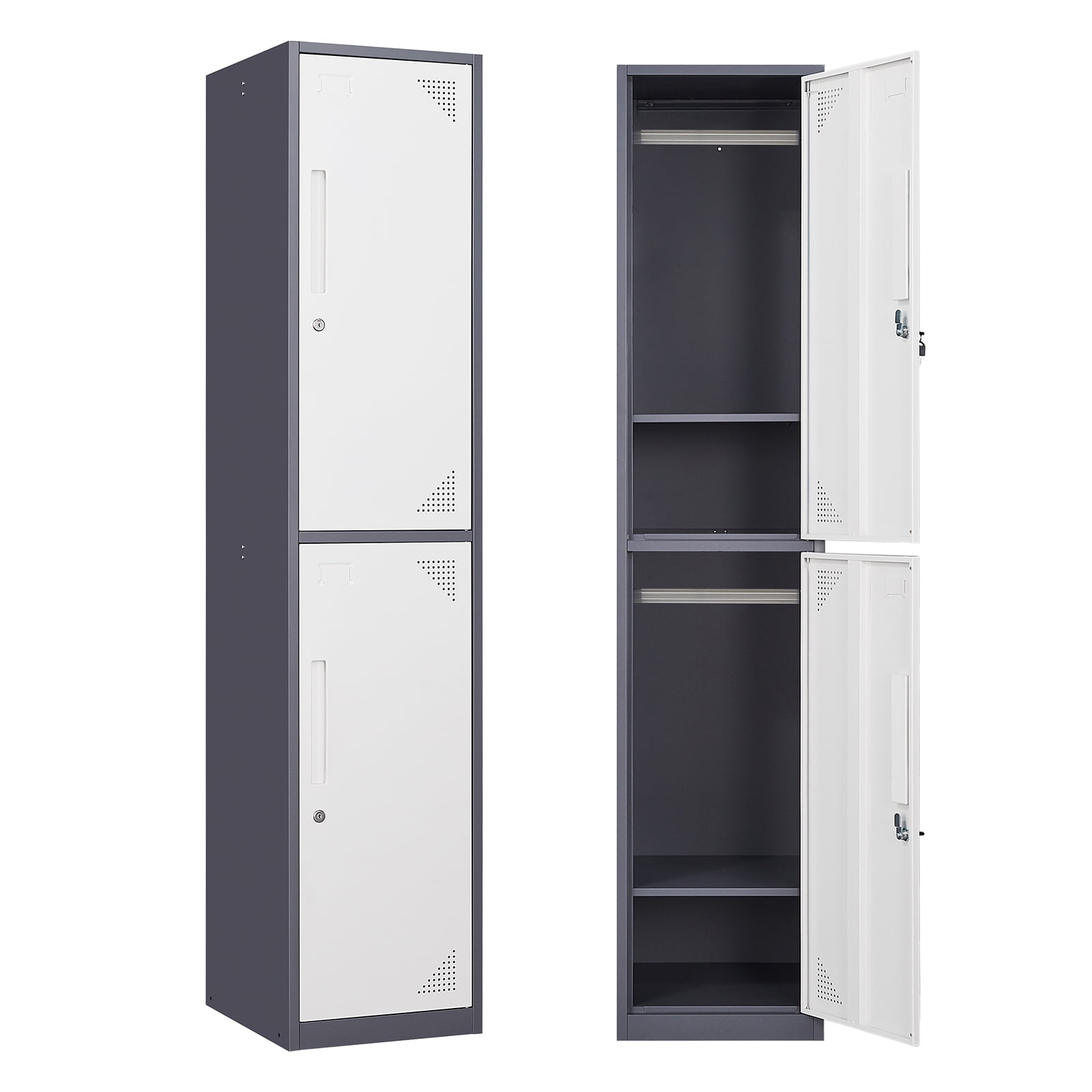 "Fesbos 71"" Steel Storage Cabinet, Metal Locker with 2 Lockable Doors ...