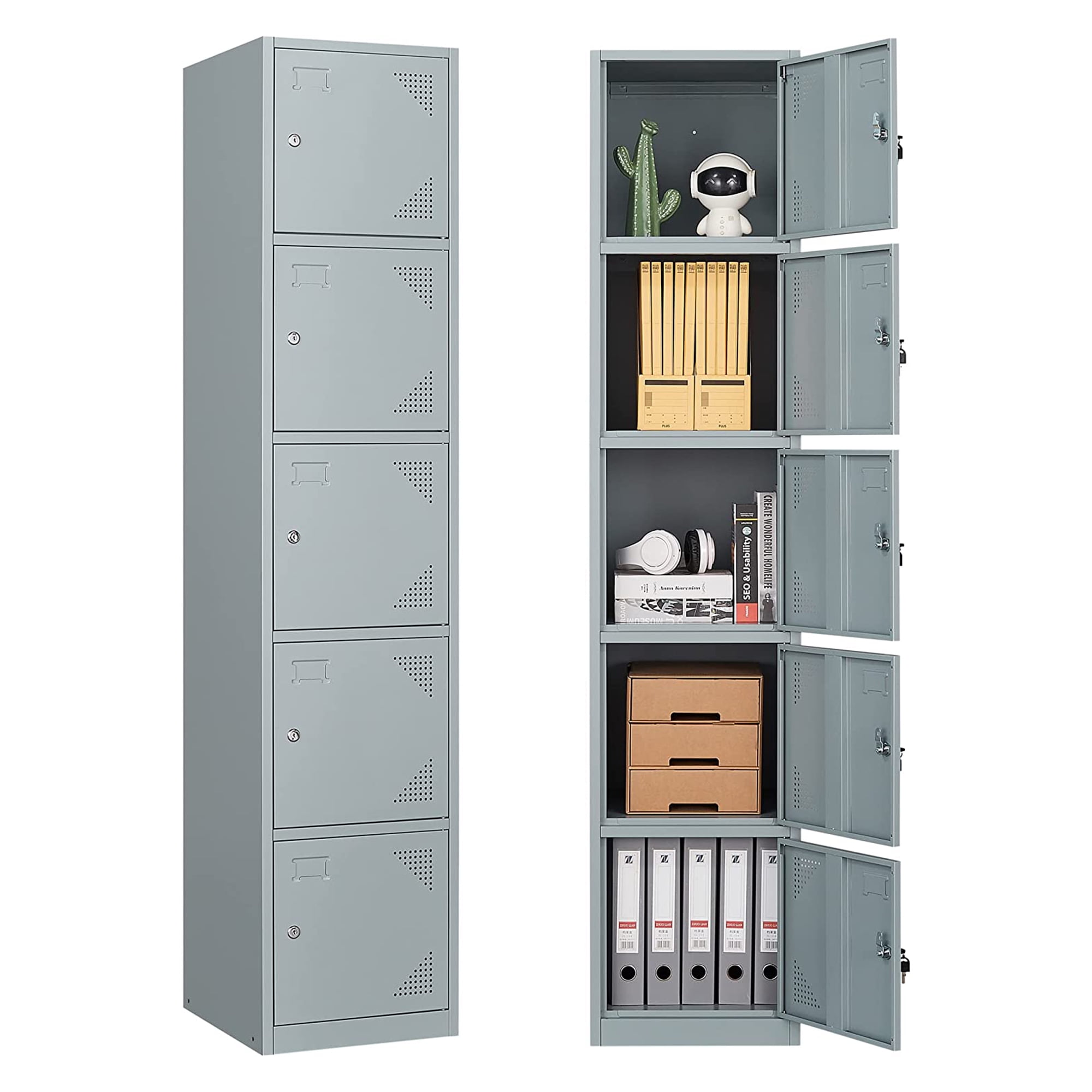 Fesbos Tall 5-Door Metal Locker for School, Office, Gym, Dorm, Kids ...