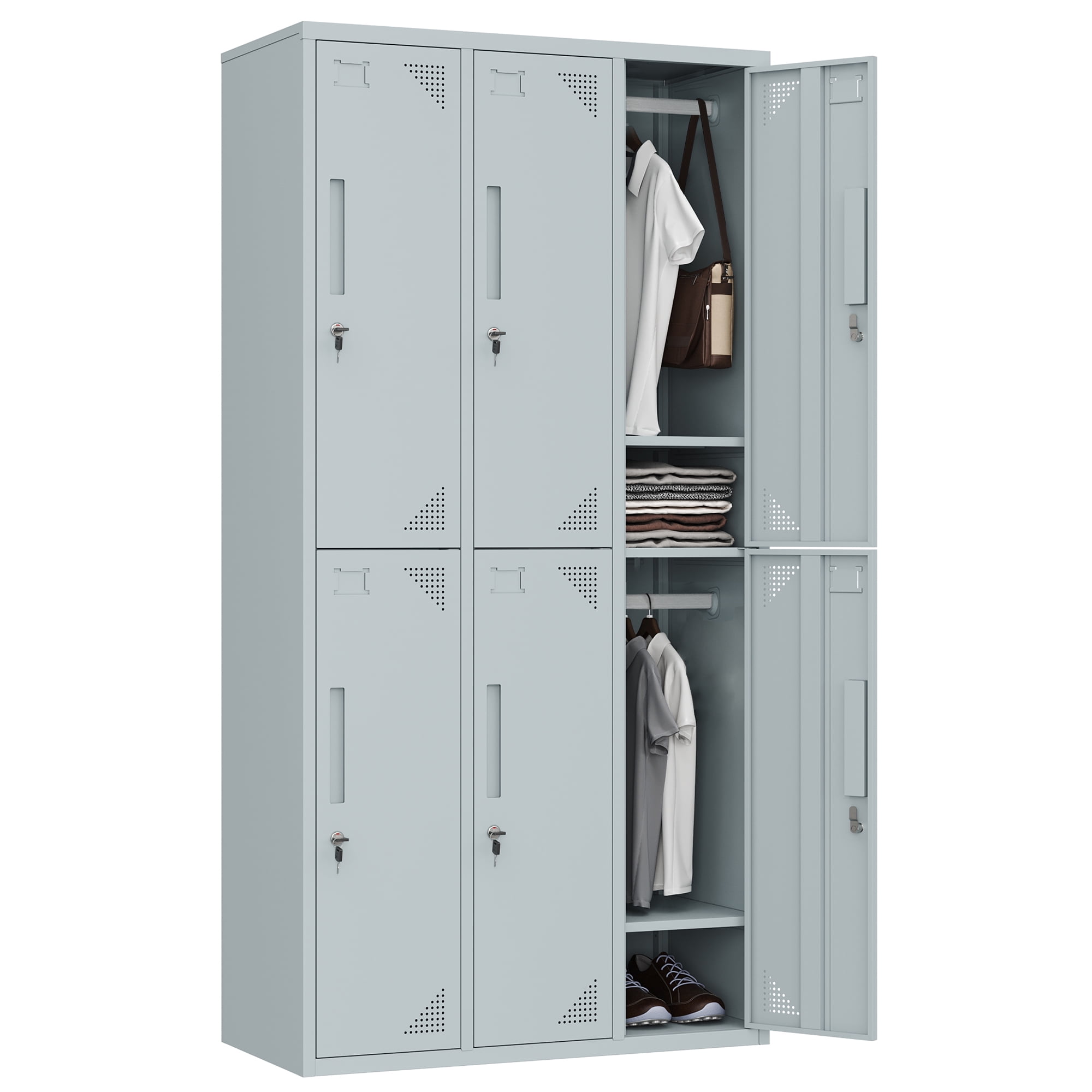 Fesbos Metal Lockers for Employees，71" Employees Storage Cabinet with ...