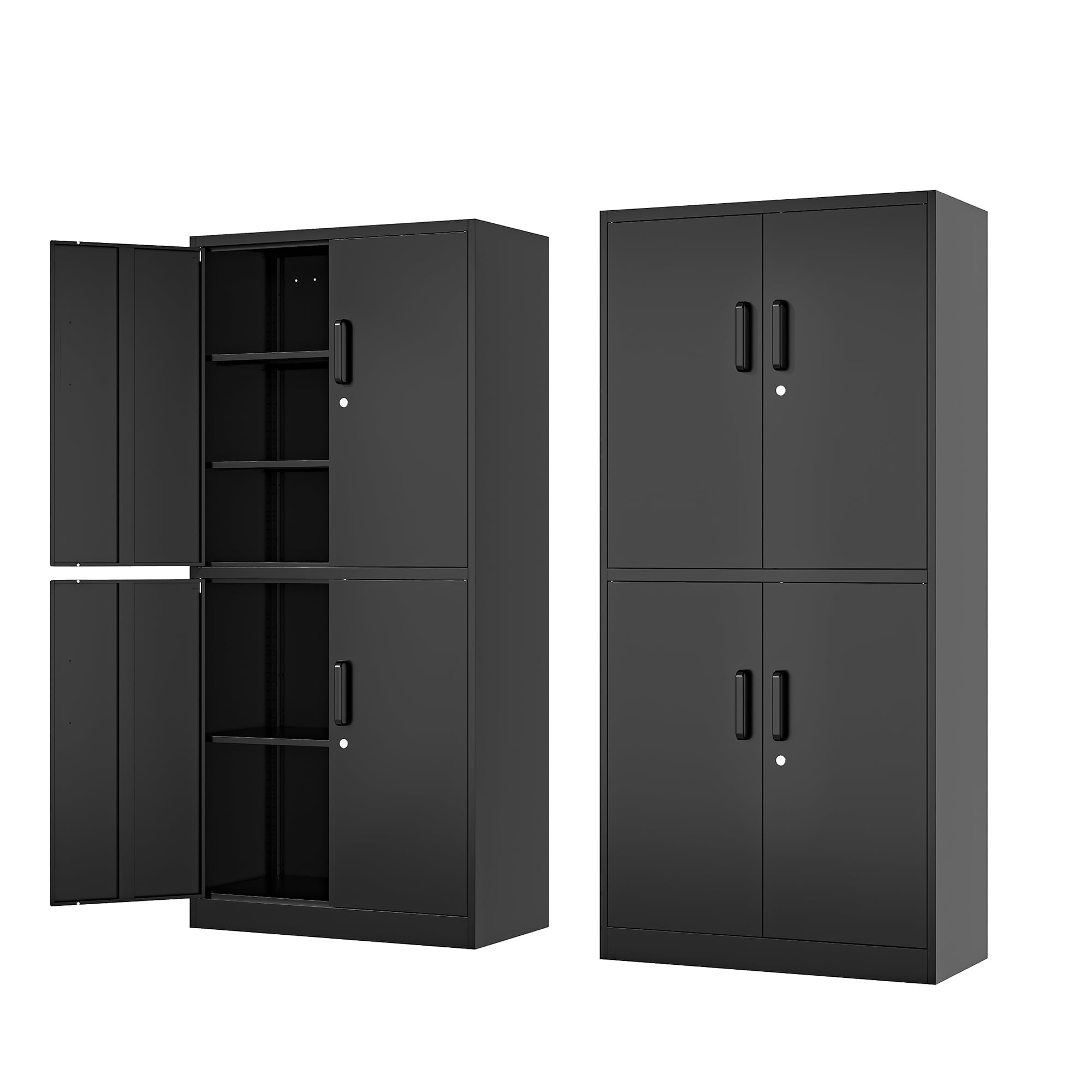 Fesbos Large Free-Standing Metal Storage Cabinet, Lockable with 4 Doors ...