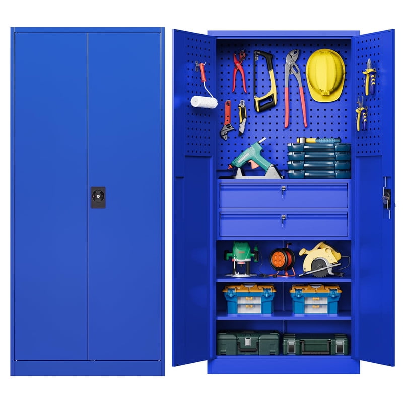 Fesbos Metal Storage Cabinet with Multifunctional Pegboard, 71" Steel ...