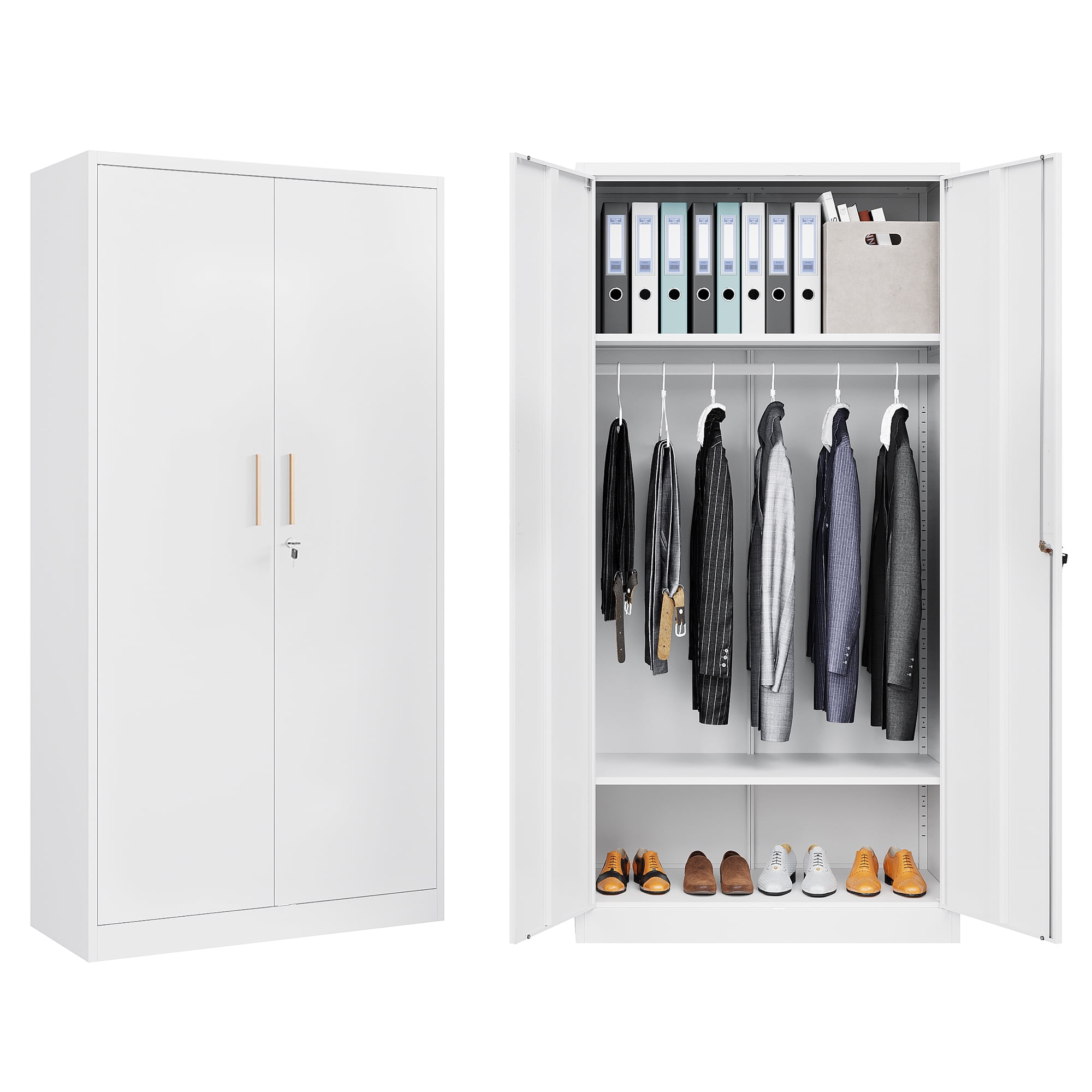 "Fesbos Lockable Metal Wardrobe, 72"" X 36"" X 18"", for Home, School ...