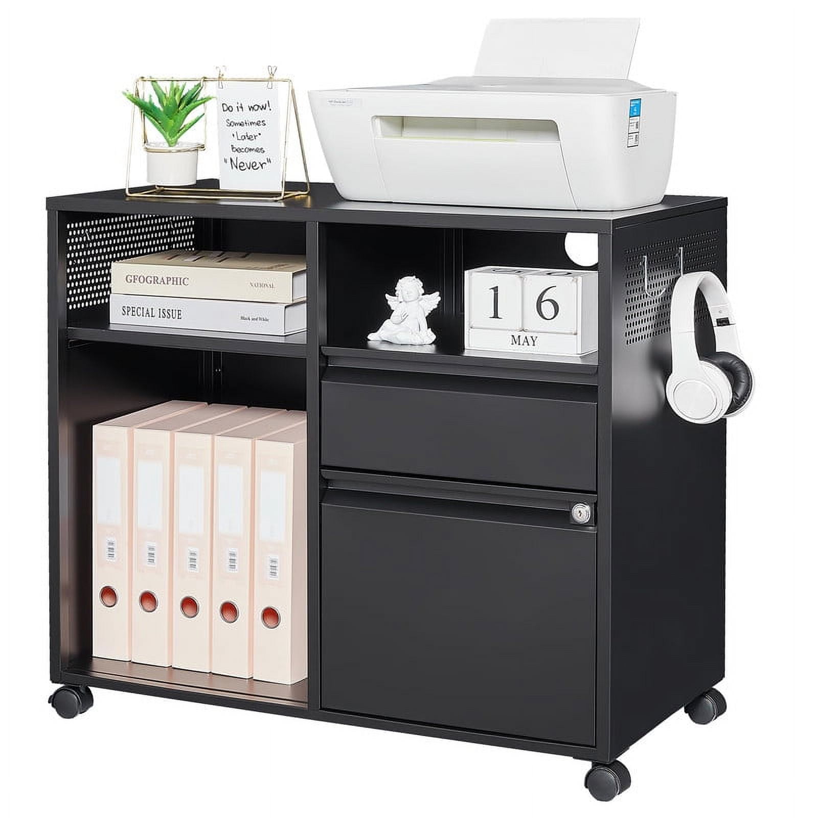 Fesbos Metal Mobile File Cabinet, Locking Drawer, Shelves, Printer ...