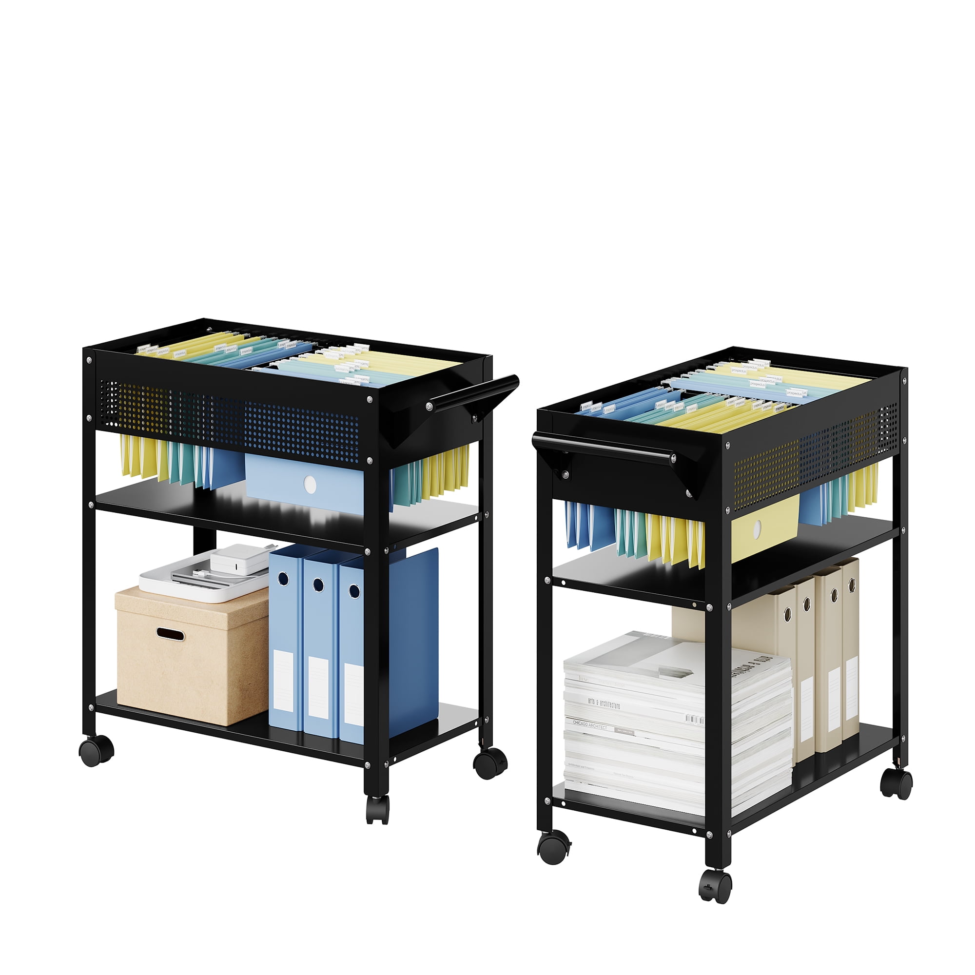 Fesbos Mobile File Cart, Rolling File Organizer with Shelf and Hanging ...