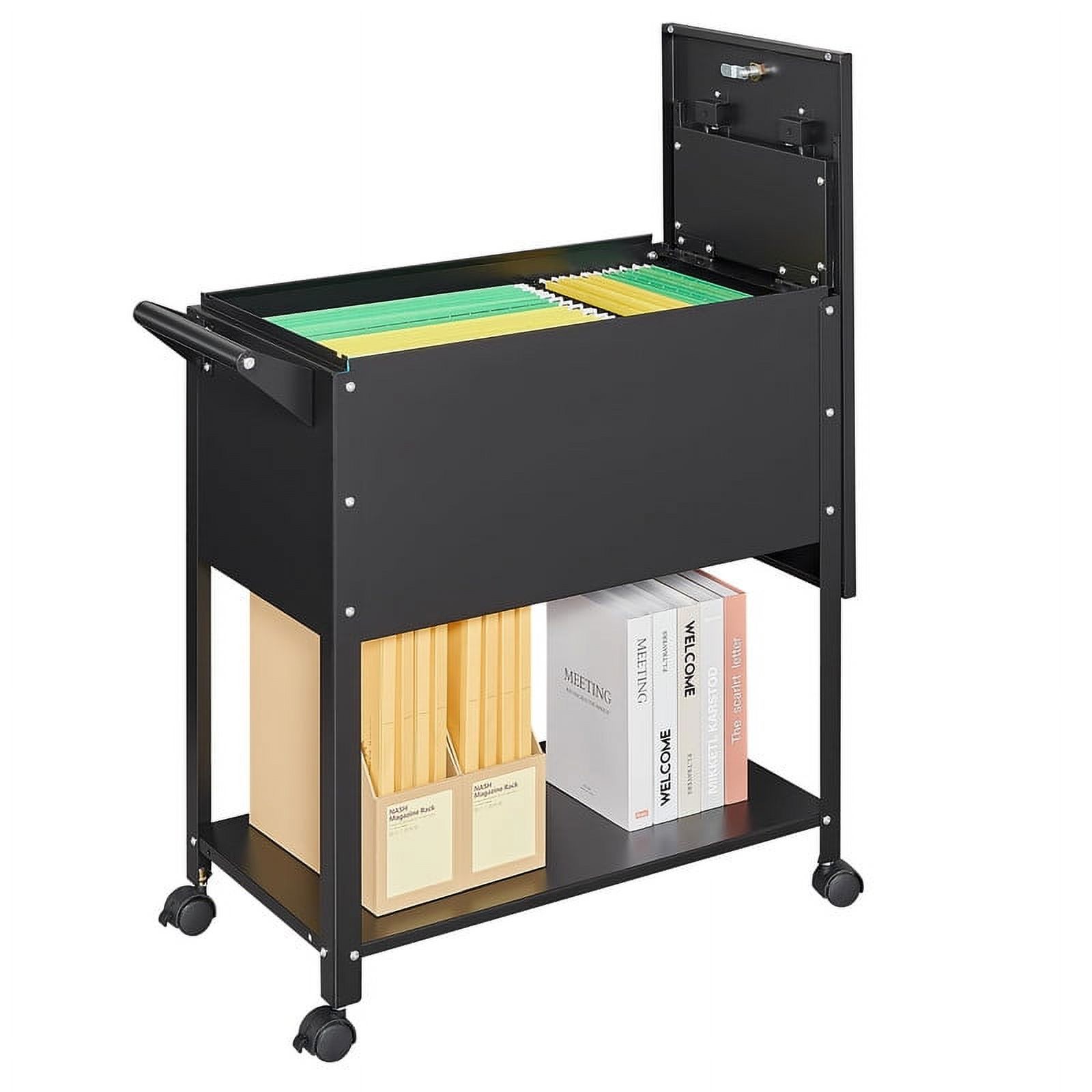 Fesbos Rolling File Cabinet with Lock,Mobile Filing Cart with Wheels ...