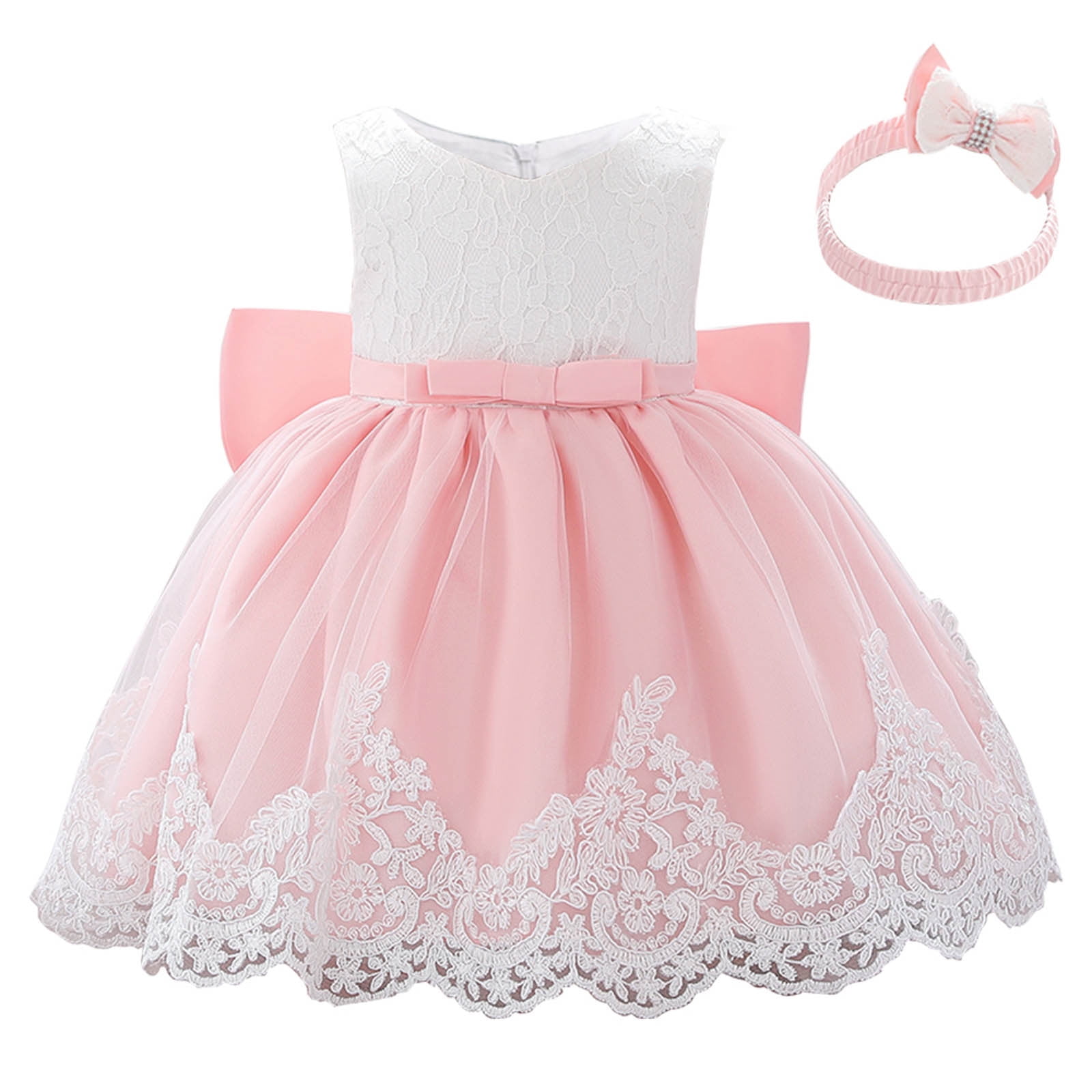 Fesfesfes 2 Piece Dress Set Toddler Girls Mesh Dress Bowknot Birthday ...