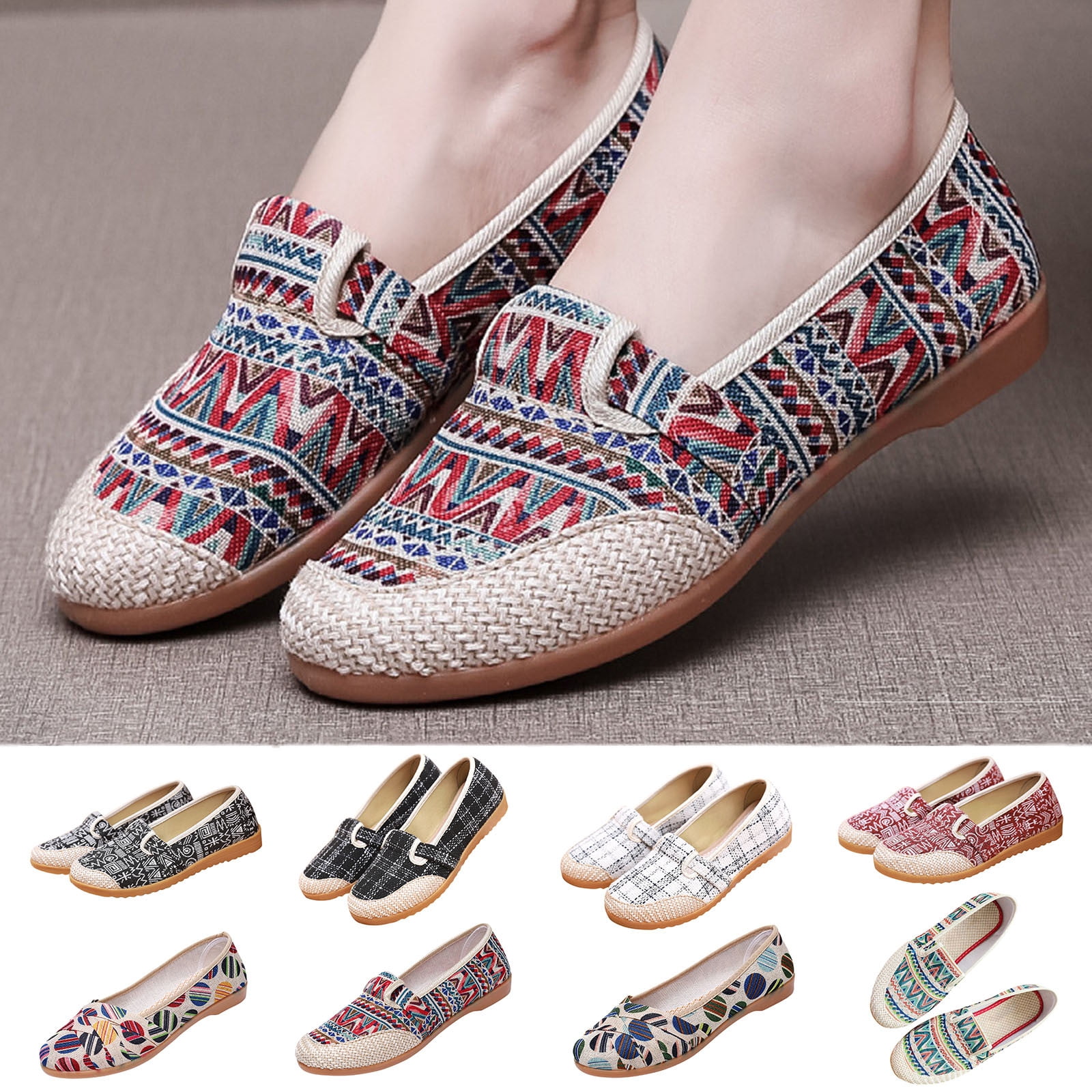 Fesfesfes Black Shoes Women Almond Toe Fashion Ventilate Casual Round ...