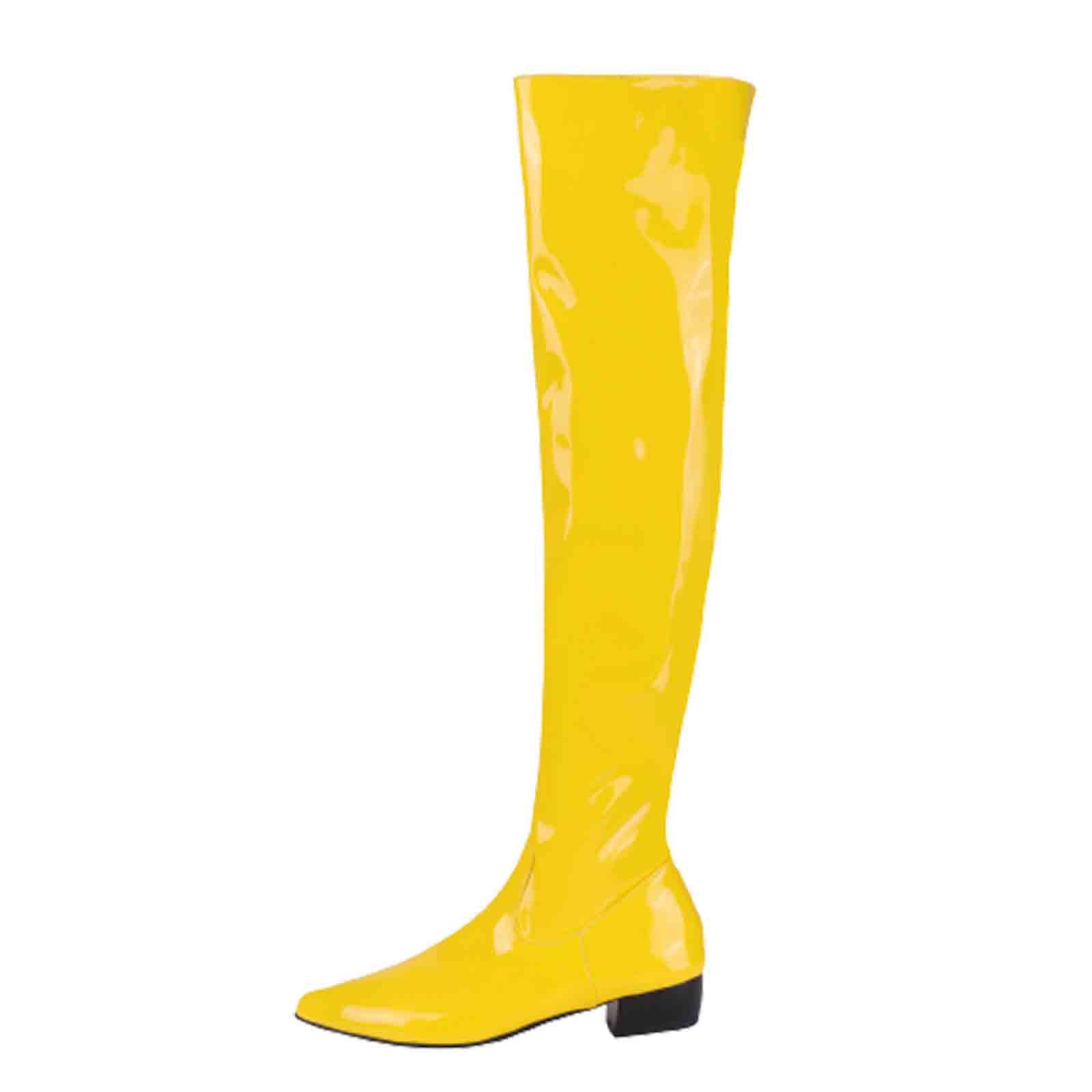 Fesfesfes Boots for Teen Girls Fall/Winter Candy Low Heel Patent ...