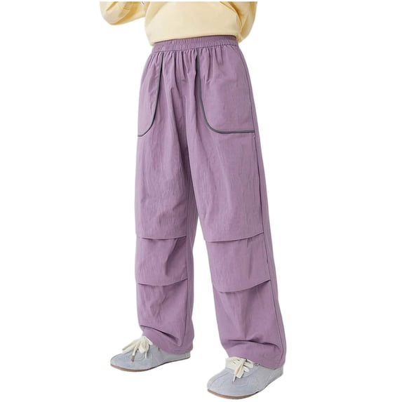 Fesfesfes Boys Girls Solid Color Loose Straight Pants,Casual Full ...