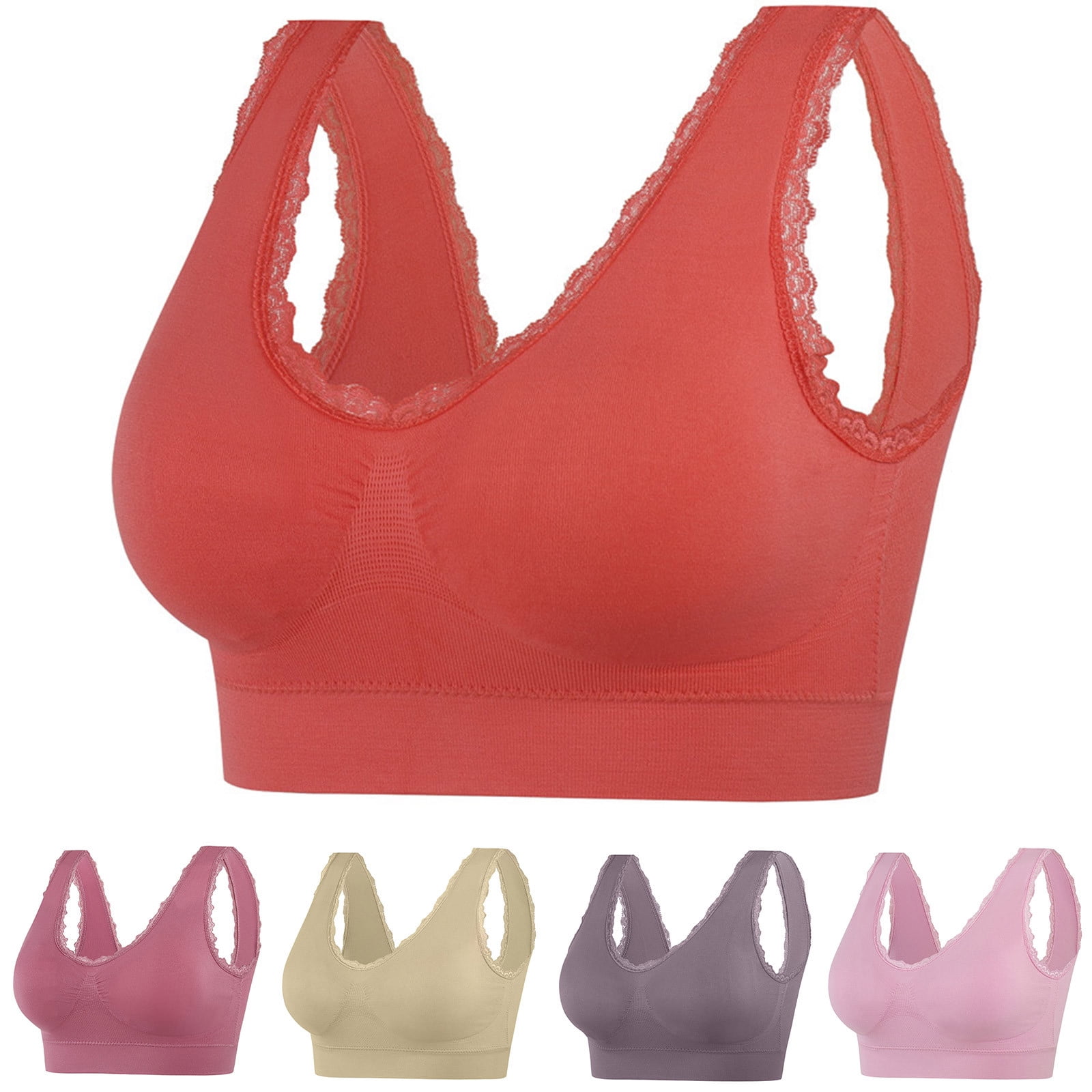 Fesfesfes Bras for Women Wireless Yoga Solid Sleeveless Cold Shoulder ...