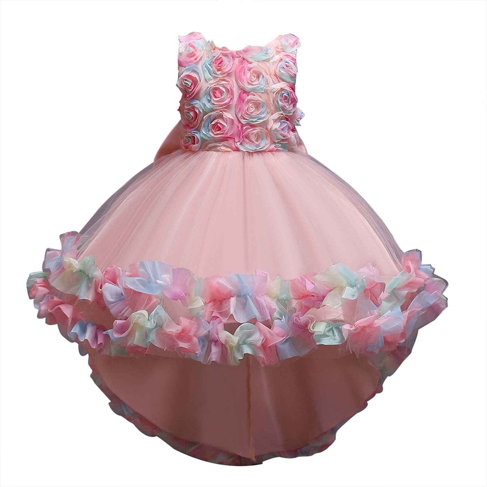 Fesfesfes Children Dress Girl Sleeveless Princess Dress Flower Tail ...