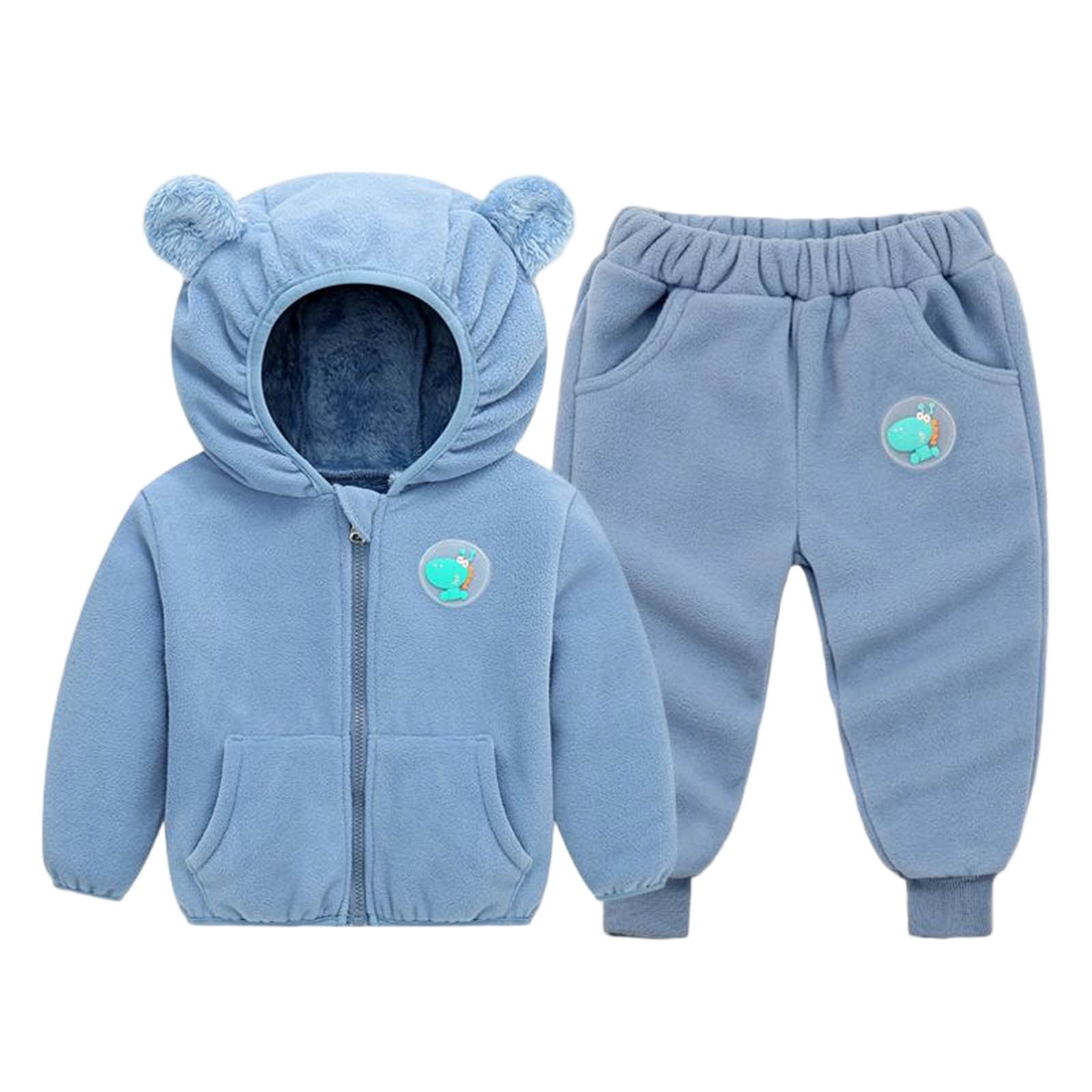 Fesfesfes Childrens Fleece Hooded Jacket and Pants 2 Piece Set Boys ...