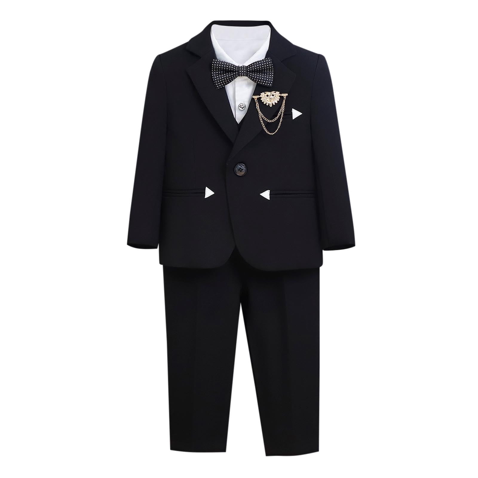 Fesfesfes Childrens Formal Wear Long Sleeve Suit Set with Vest and ...