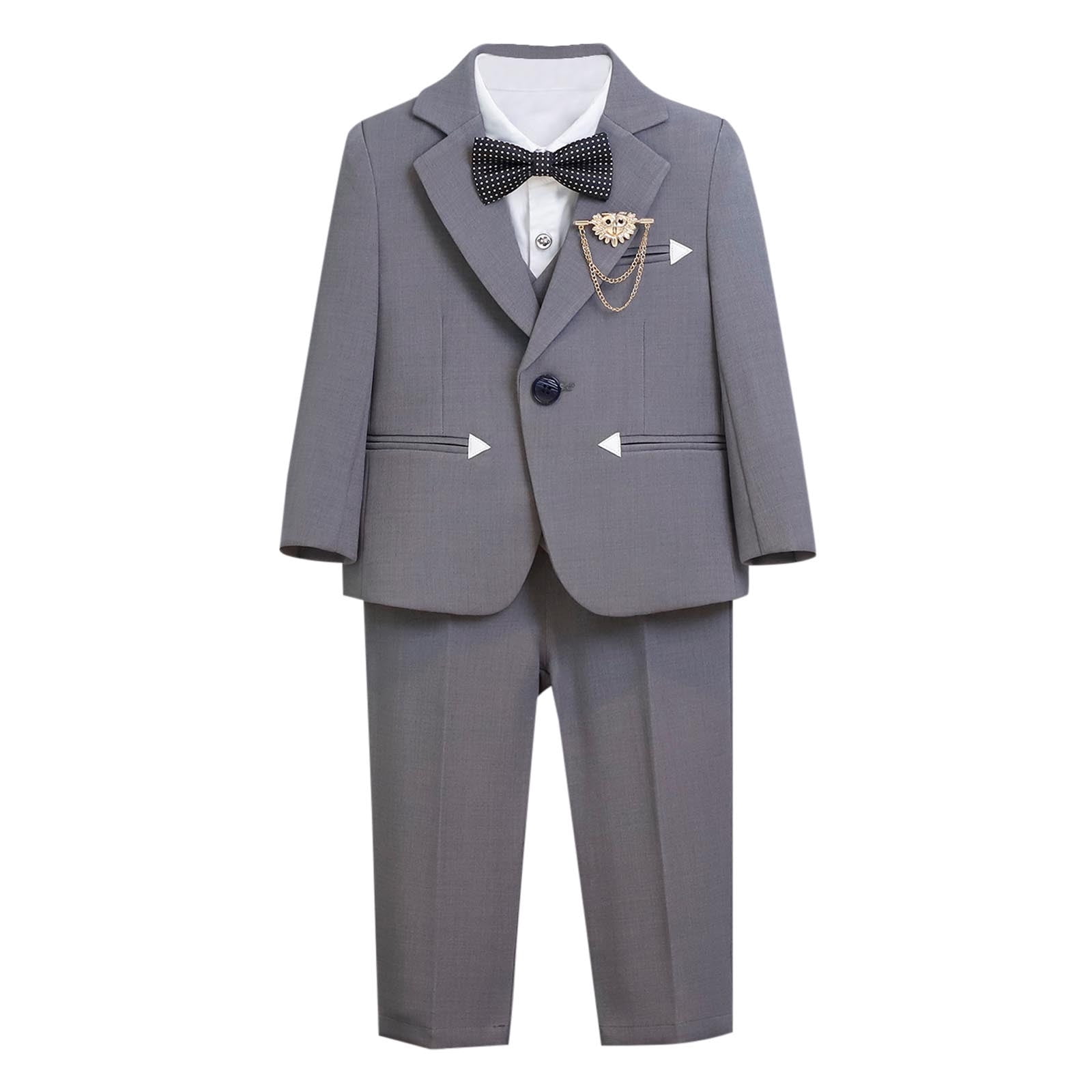 Fesfesfes Childrens Formal Wear Long Sleeve Suit Set with Vest and ...