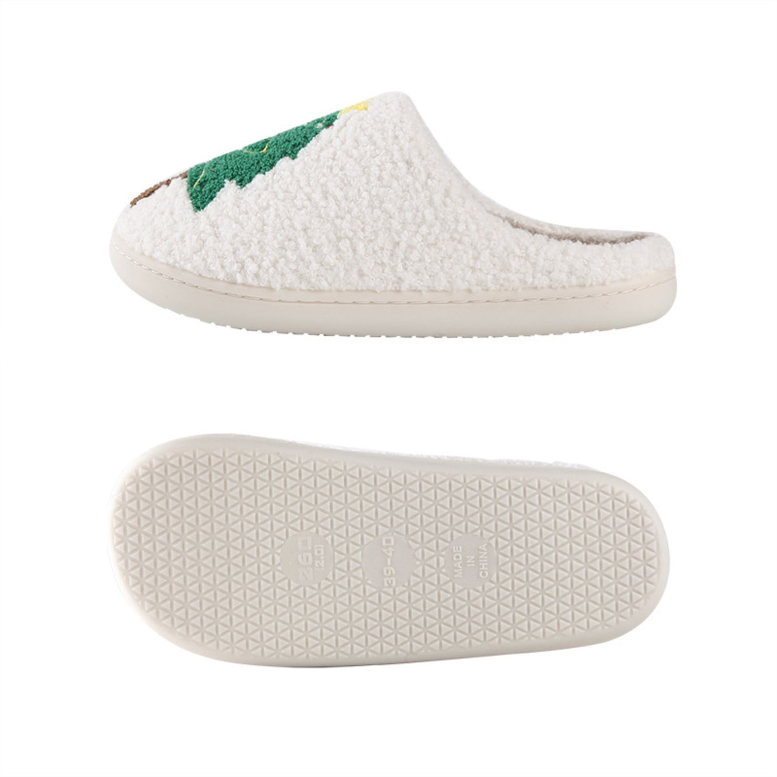 Fesfesfes Christmas Cotton Slippers Winter Warm Padded Slipper ...