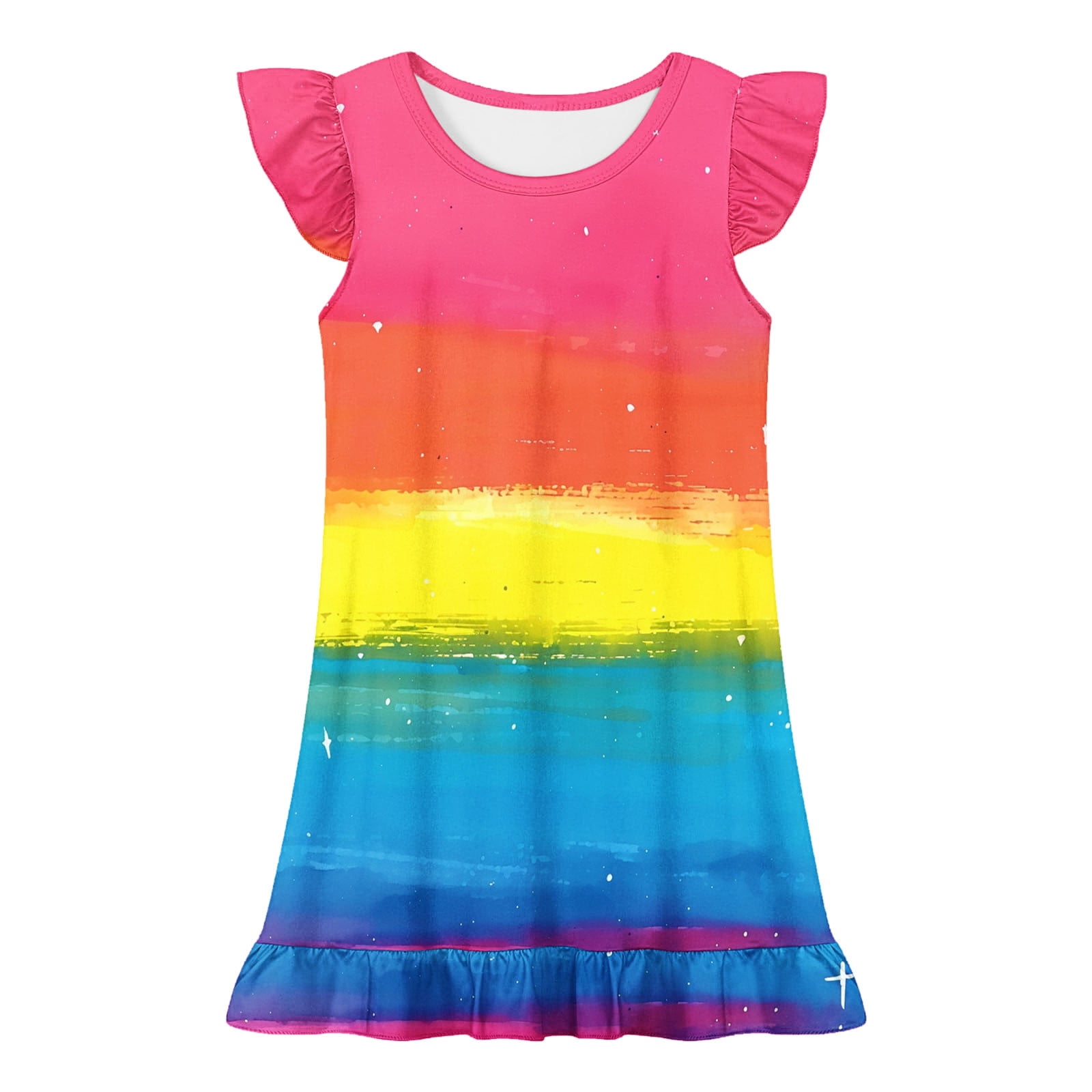 Fesfesfes Summer Girls Soft Dresses Kids Dress Summer Clothes Ruffle ...