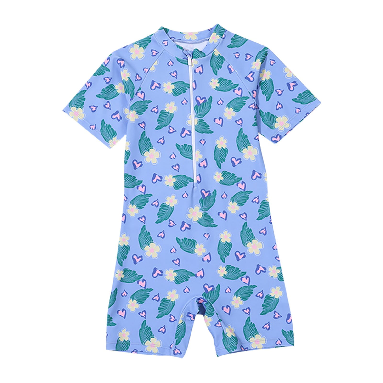 Fesfesfes Girls Short Sleeve Rash Guard 1Piece Swimsuit Children's Cute ...