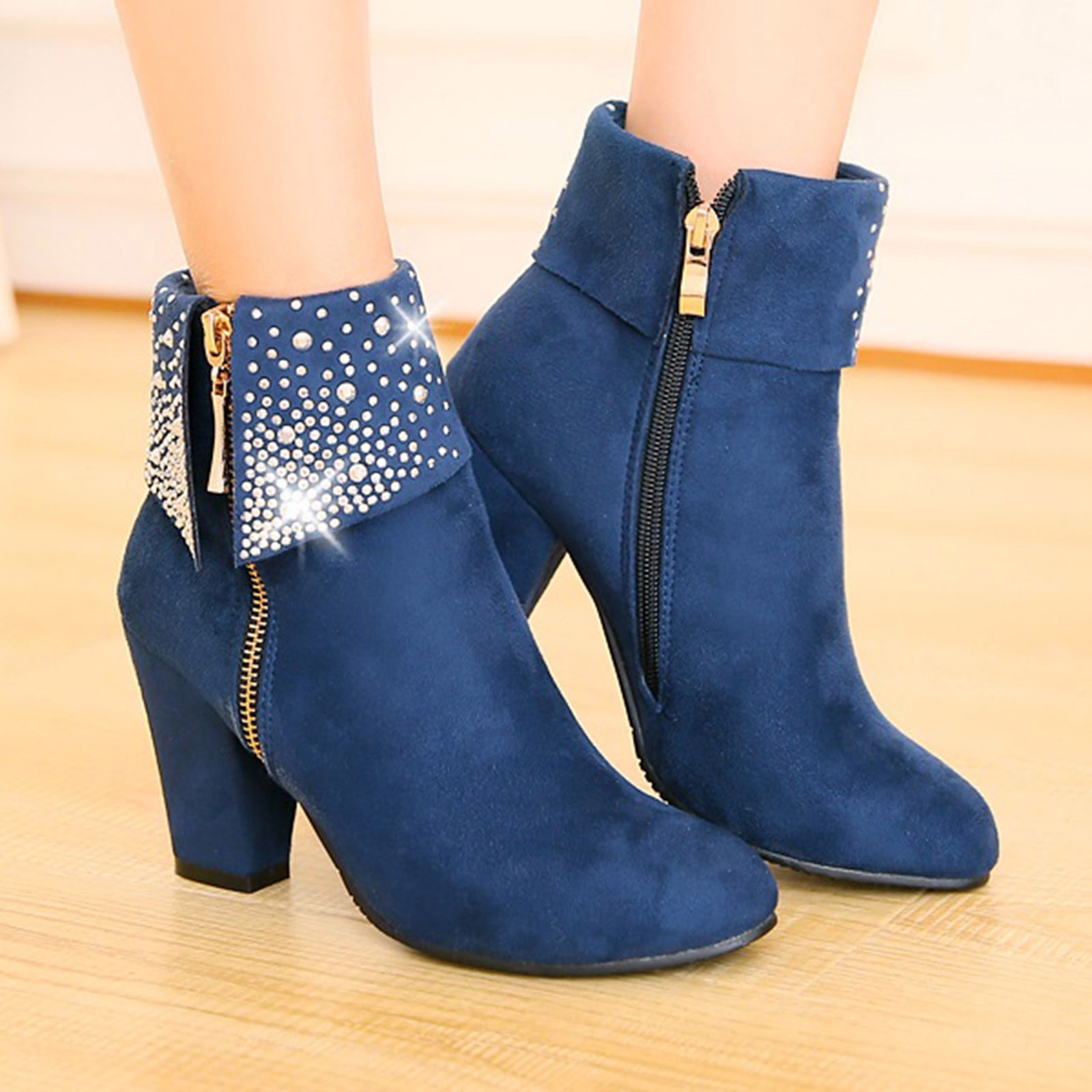 Fesfesfes Cowgirl Boots for Teen Girls Warm Solid Retro Zipper High ...
