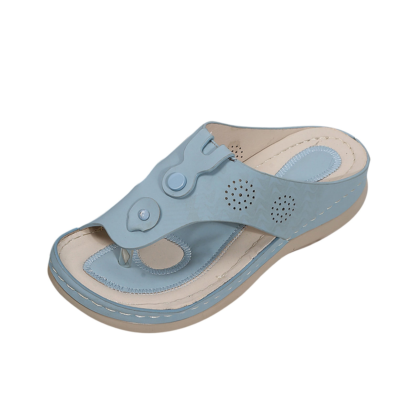 Fesfesfes Flip Flop Women's Flip Toe Casual Outerwear Sloping Heel Flat ...