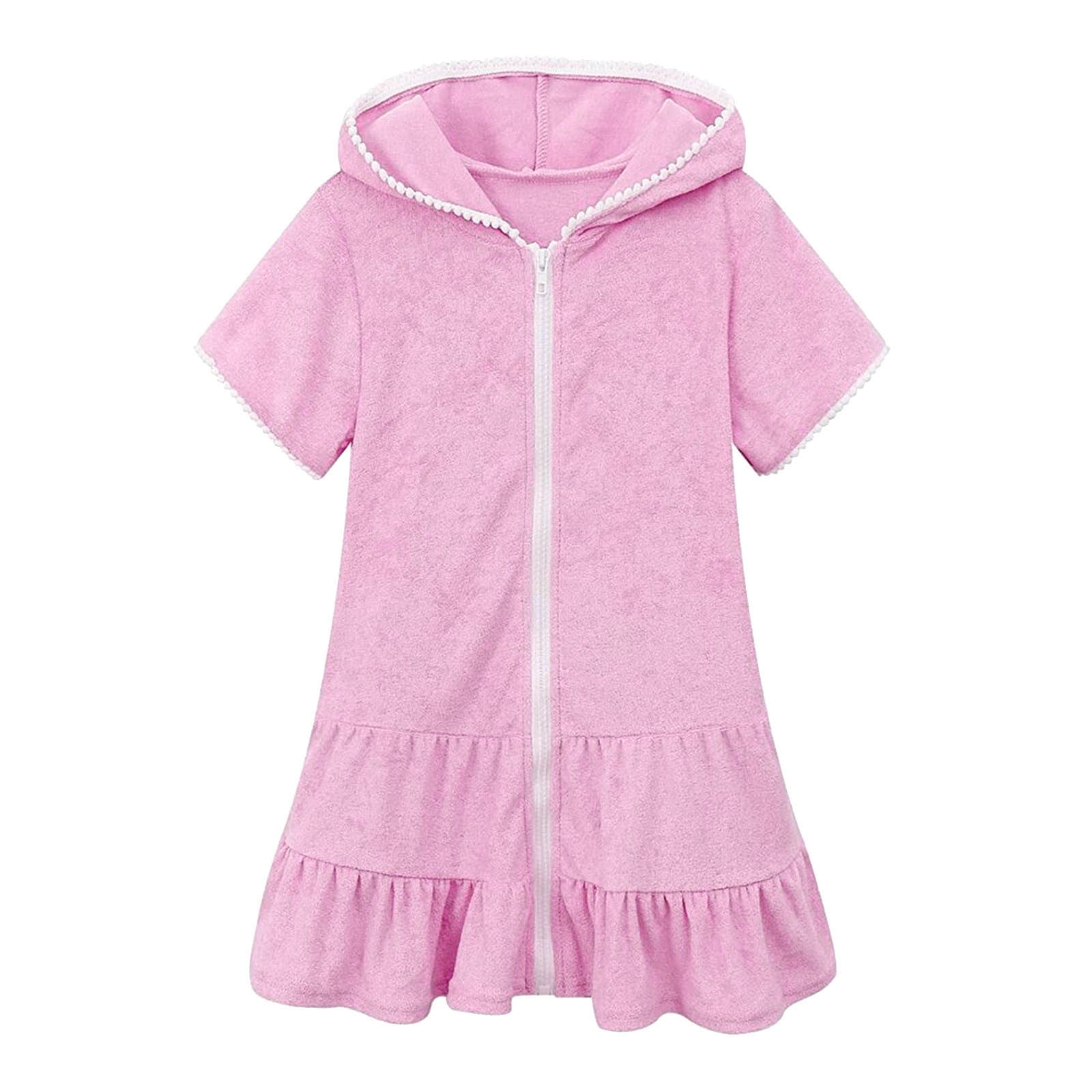 Fesfesfes Girls Swim Cover Up Loose Swimsuit Coverup Kids Fashion Zip ...