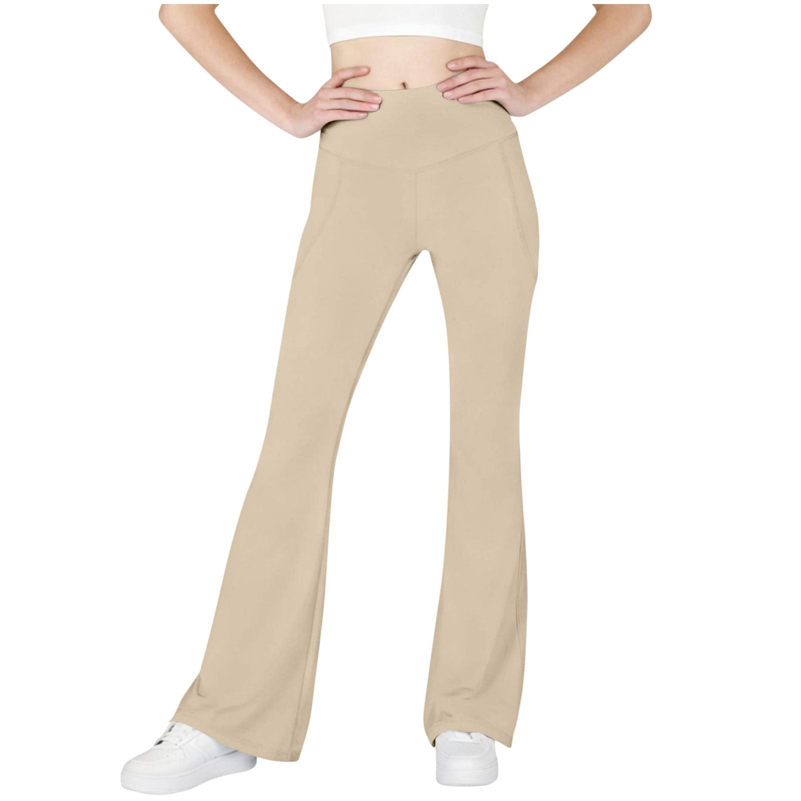 Fesfesfes Girls Wide Leg Yoga Pants with Pockets High Waisted Flared ...