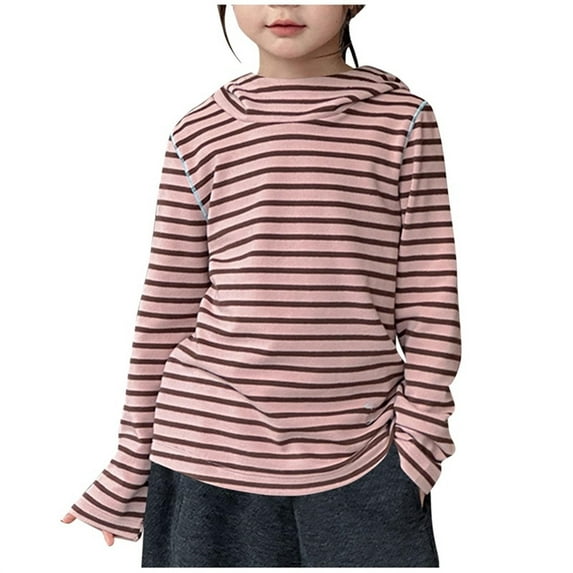 Fesfesfes Kids Boys Girls Long Sleeve Standing Collar Top Stripe Color ...