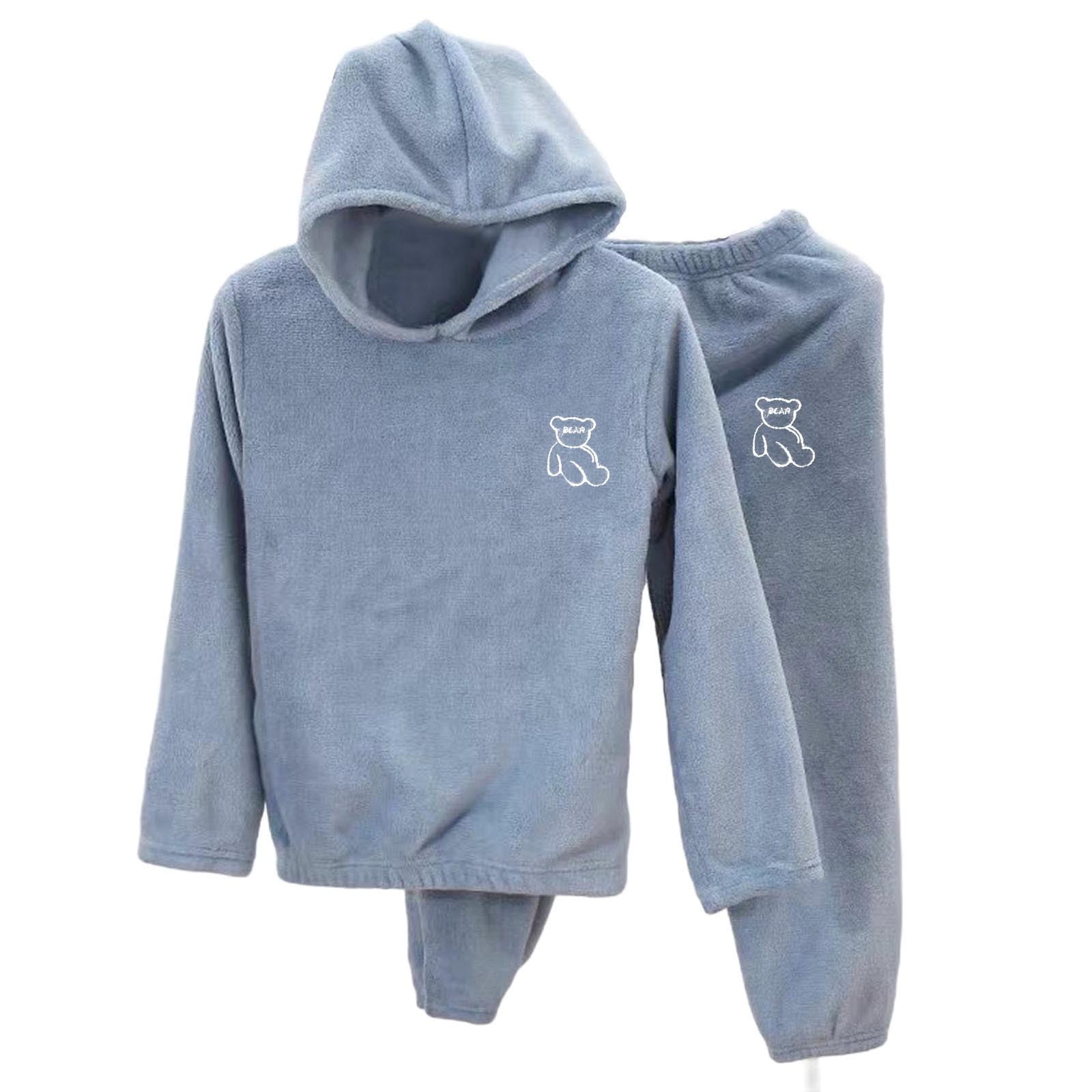 Fesfesfes Kids Solid Color Winter Fleece Clothes Set 2 Piece Solid ...