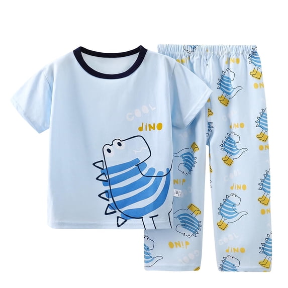 Fesfesfes Kids Summer Print Short Sleeve T Shirt and Pants Set Casual ...