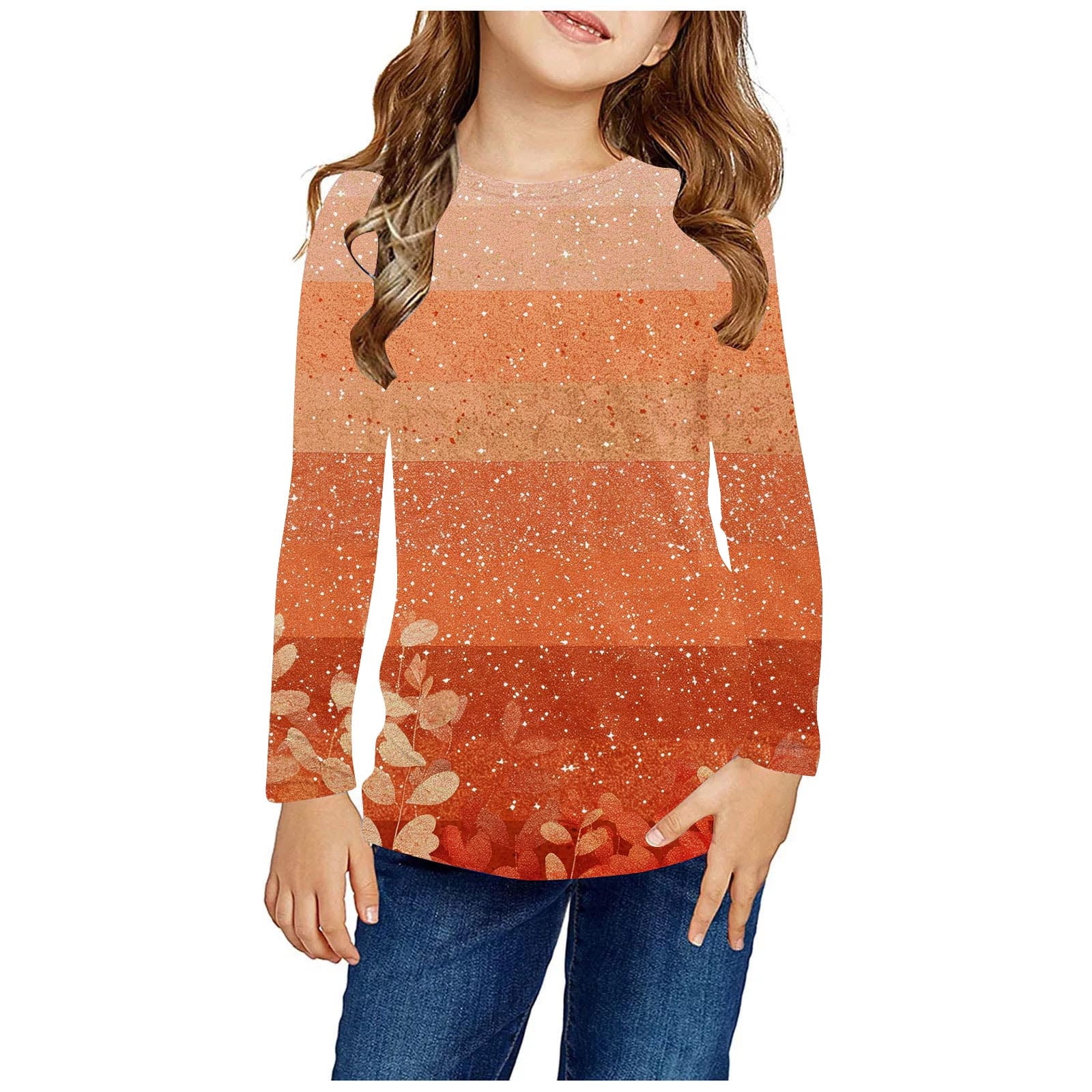 Fesfesfes Kids Tee Shirts Girls Long Sleeve Prints Shirts Cute ...