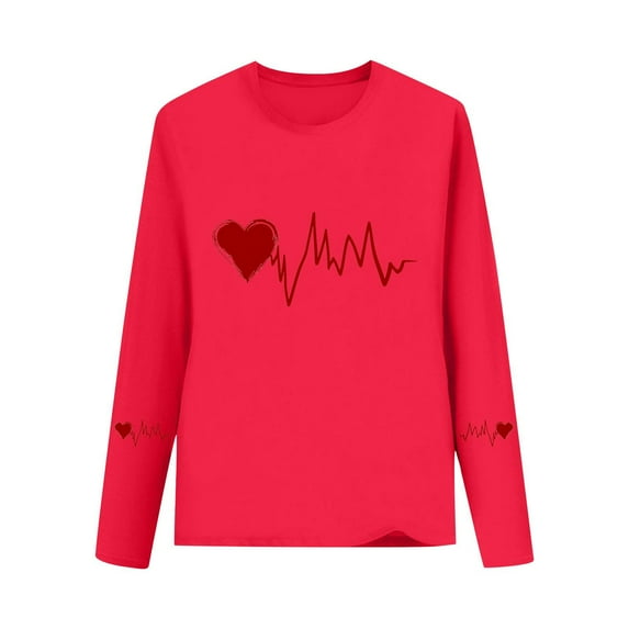 Fesfesfes Kids Valentine Themed Print Long Sleeve Round Neck Casual Tee ...