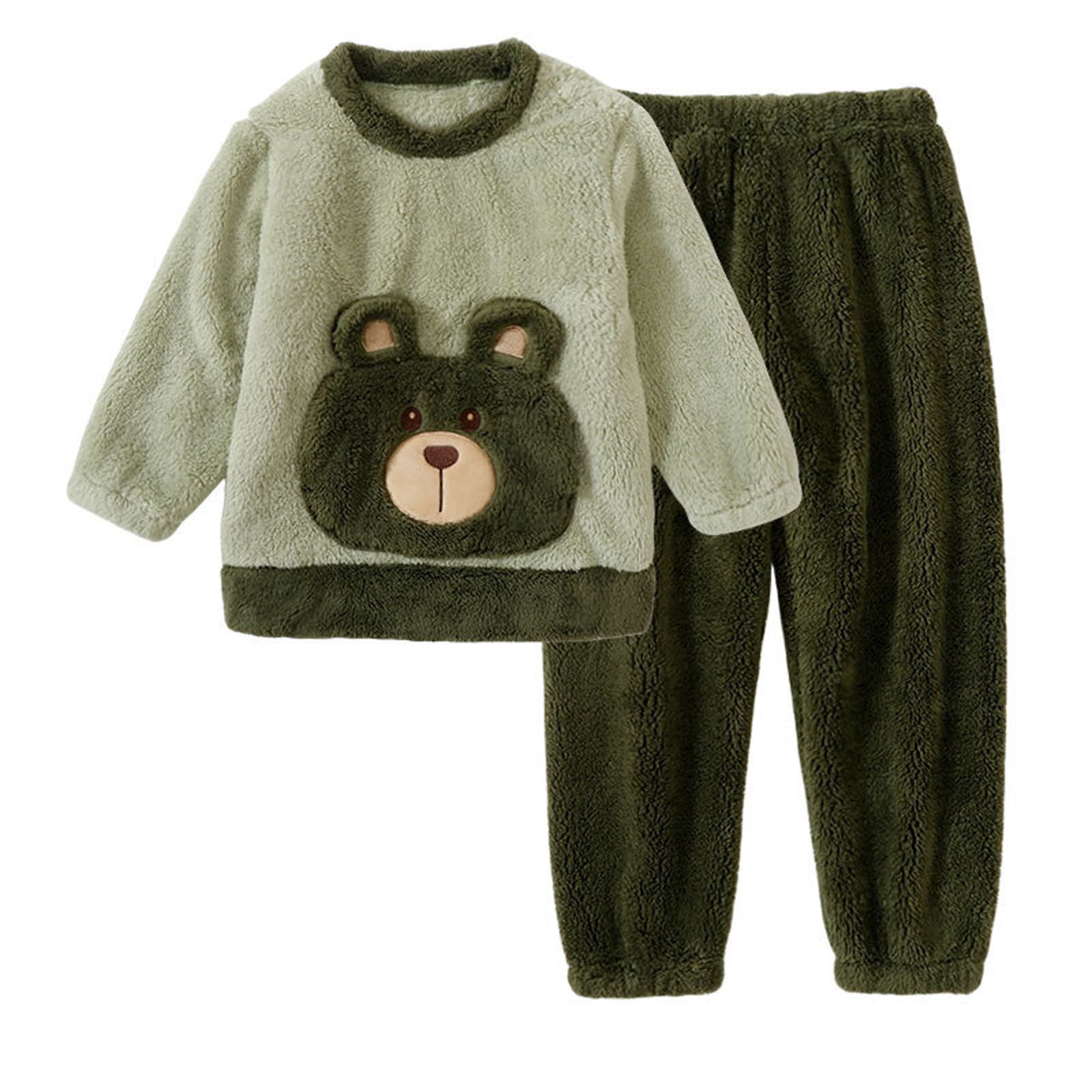 Fesfesfes Kids Winter Flannel Clothes Set 2 Piece Outfit Long Sleeve ...