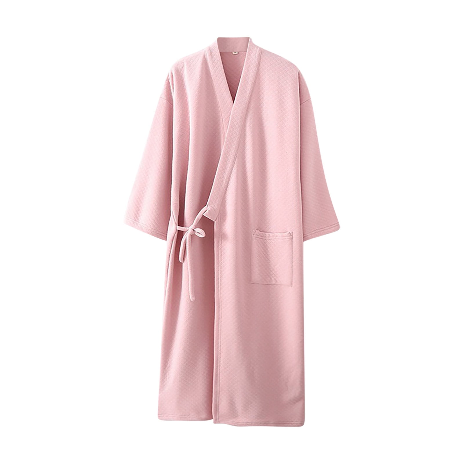 Fesfesfes Ladies Casual Loose Bathrobe with Pockets and Belt Soft ...