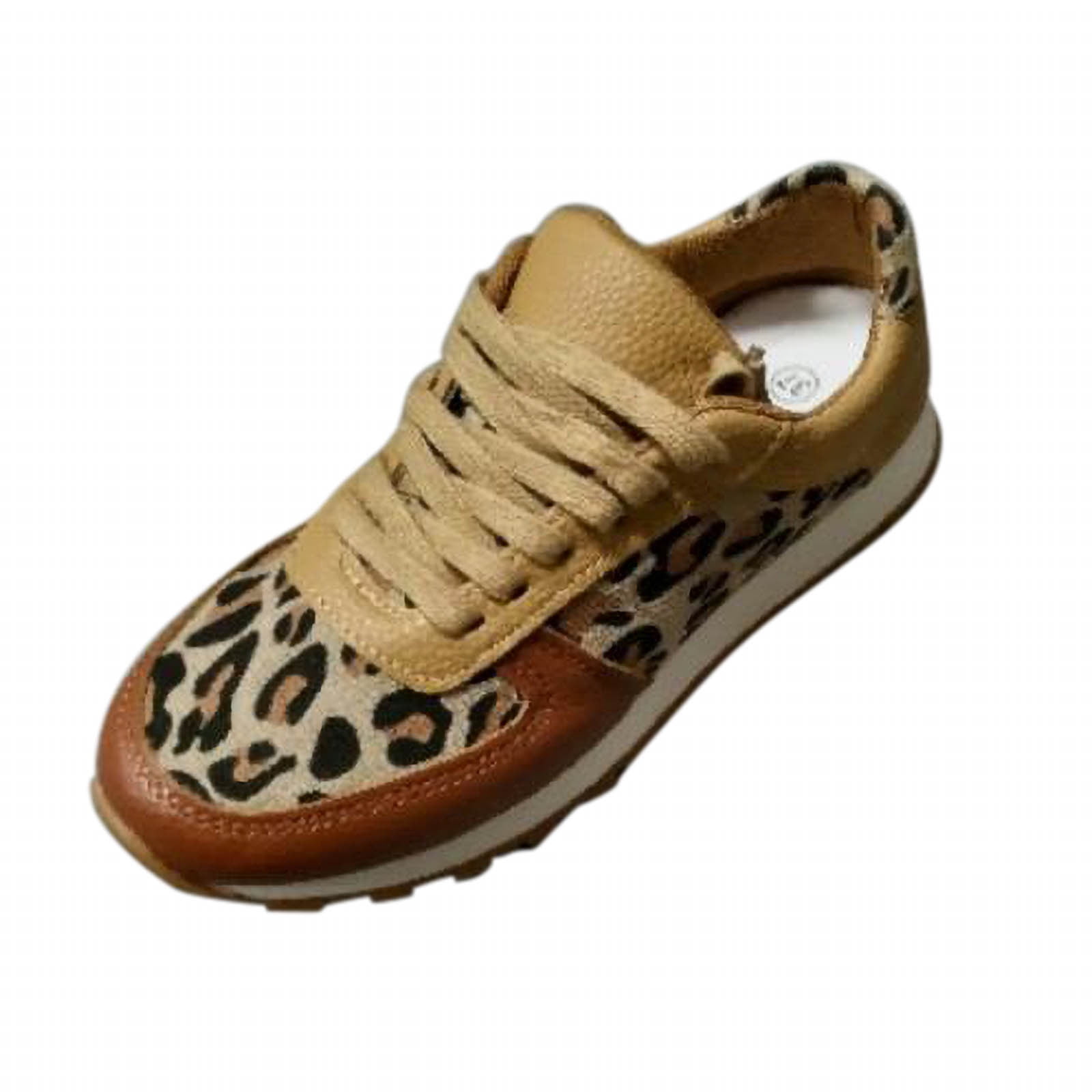 Fesfesfes Loose Flat Shoes Women's Casual Thick Sole Leopard Pattern ...