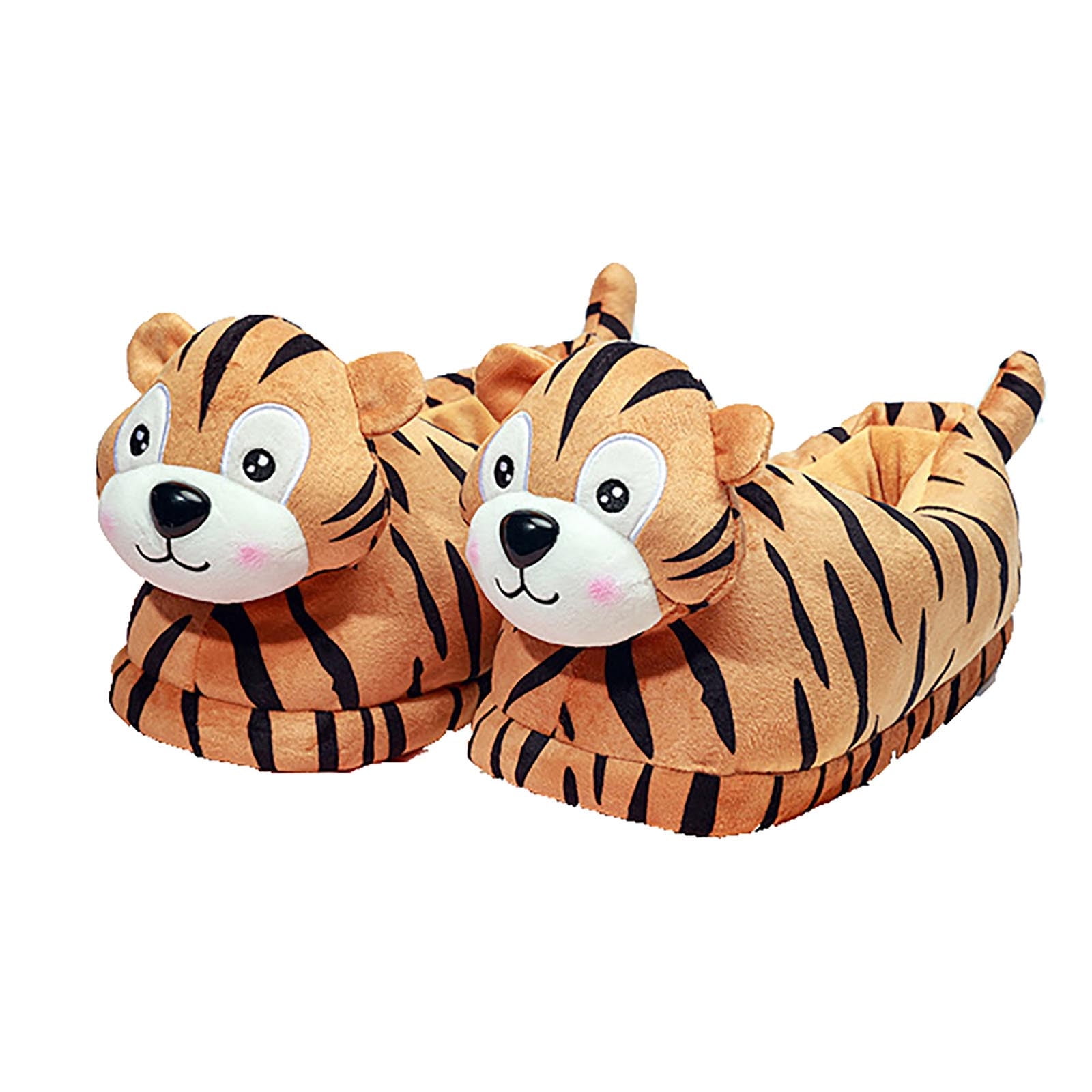 Fesfesfes New Winter Flannel Slippers Cute Tiger Pattern Slippers ...