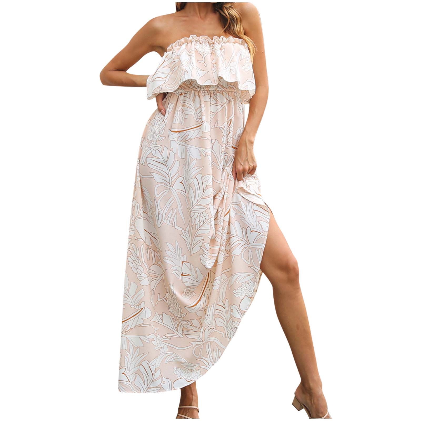 Fesfesfes Off the Shoulder Spring Dress for Women Casual Ruffle ...