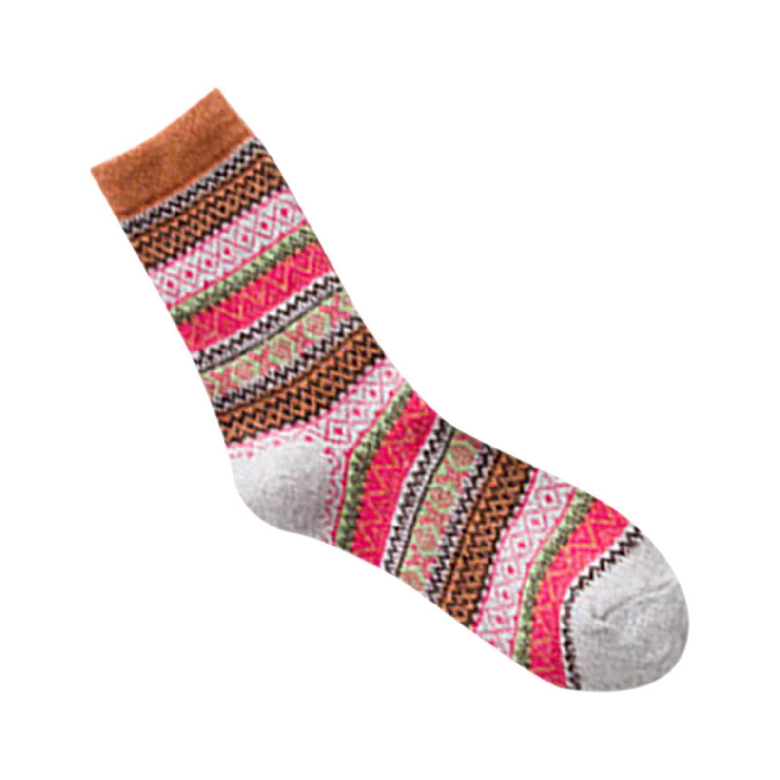 Fesfesfes Pack of 1 Sock for Women Vintage Style Thick Wool Warm Winter ...