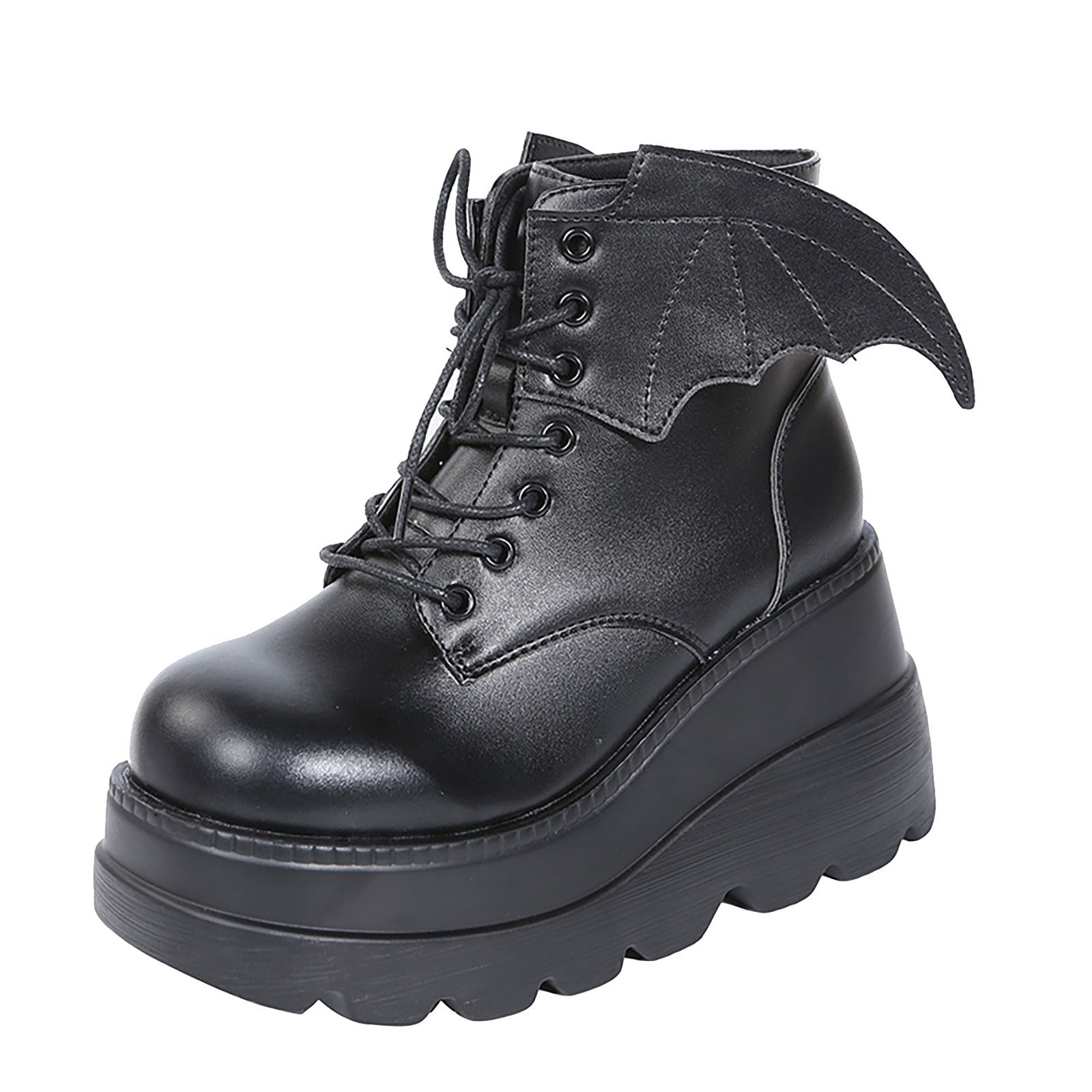 Fesfesfes Platform Boots for Young Ladies Women's Boots Round Toe Wedge ...