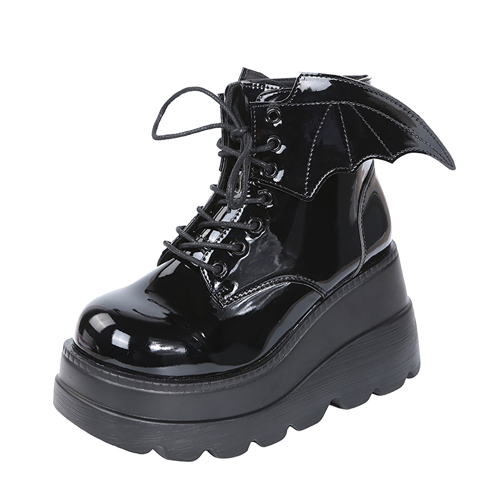 Fesfesfes Platform Boots for Young Ladies Women's Boots Round Toe Wedge ...